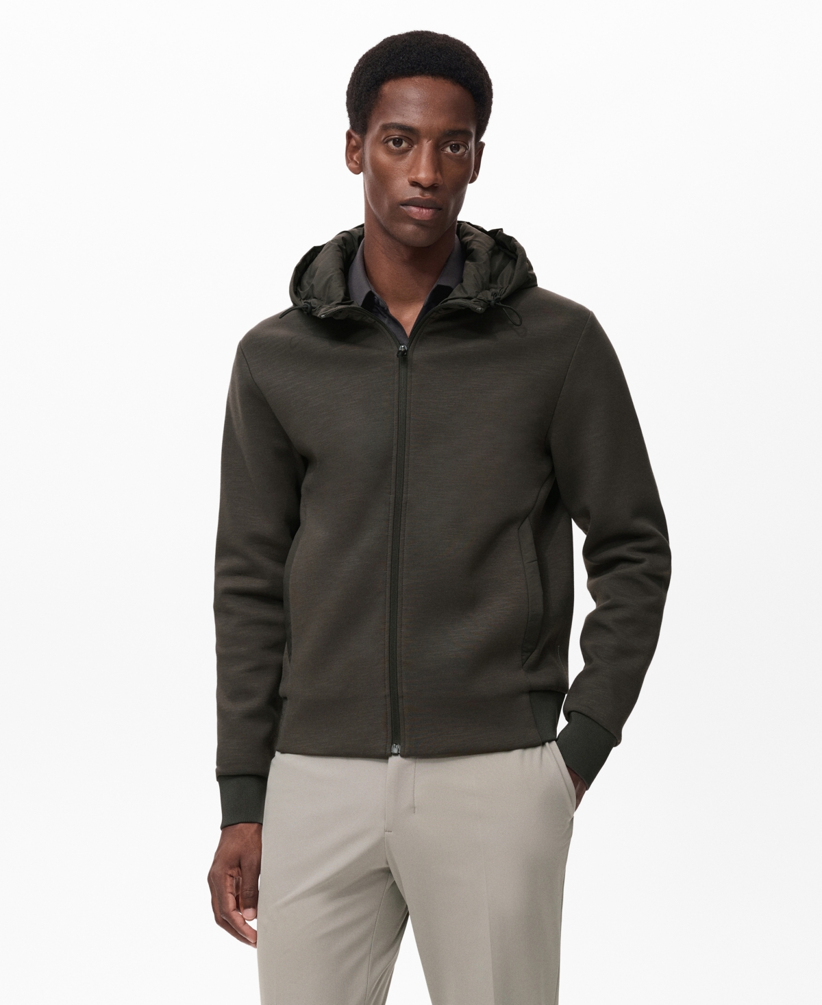 Click here for Mango Mens Thermolite Hoodie - Medium Brown prices