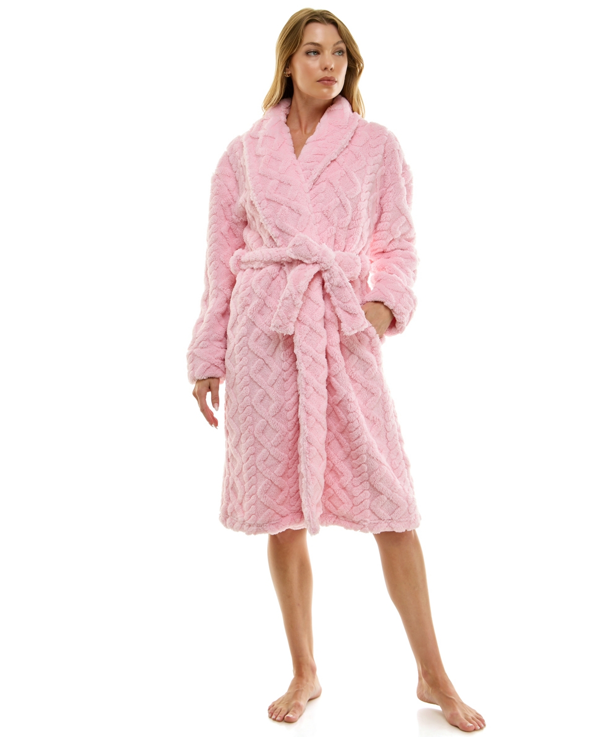 Click here for Roudelain Womens Textured Shawl Collar Robe - Pink prices