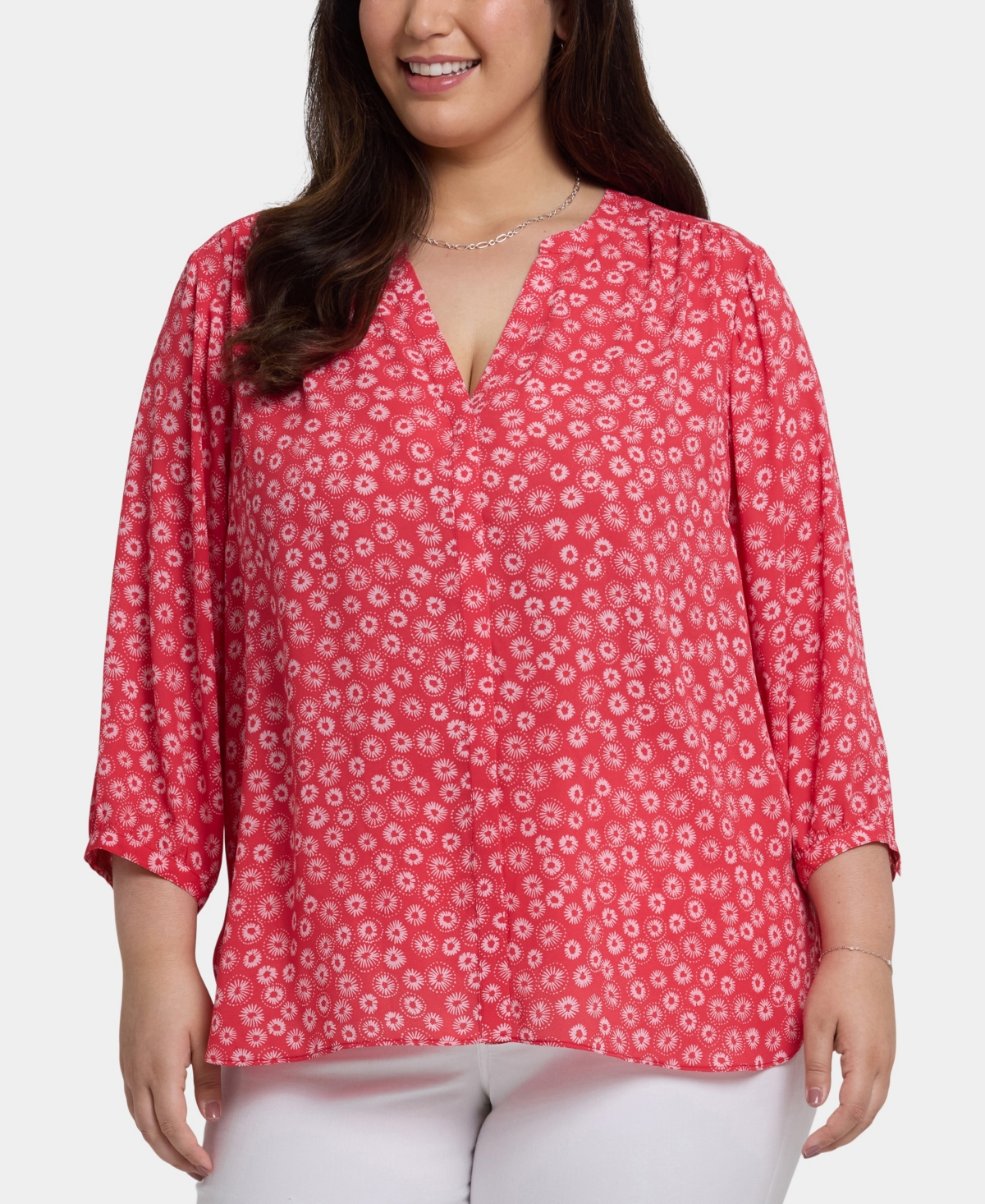 Click here for Nydj Plus Size Pintuck V-neck Top - Teresita prices
