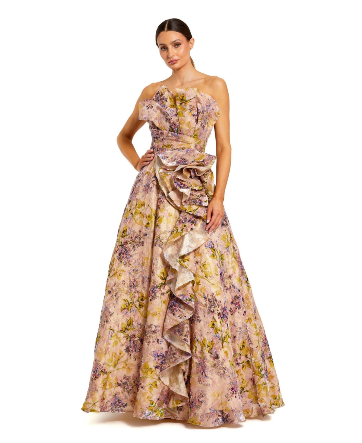 Click here for Mac Duggal Womens Strapless Floral Jacquard Formal... prices
