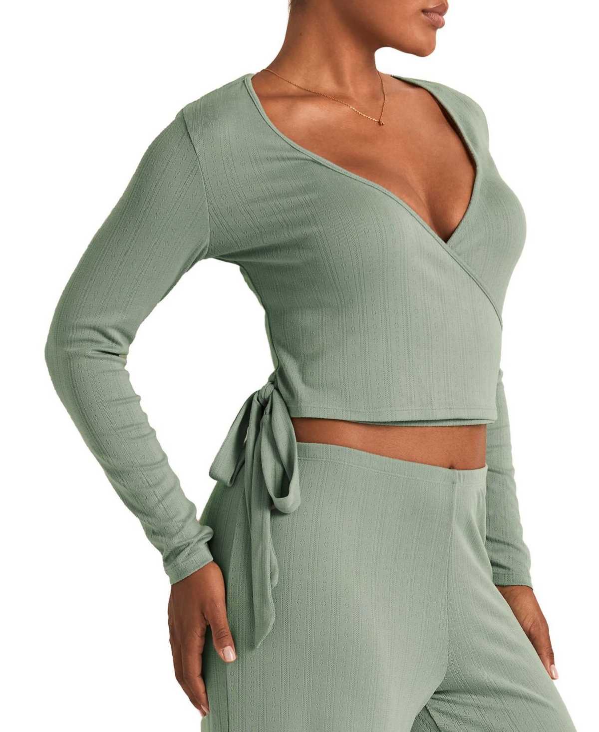 Click here for Adore Me Pointelle Womens Ballet Wrap Top - Medium... prices