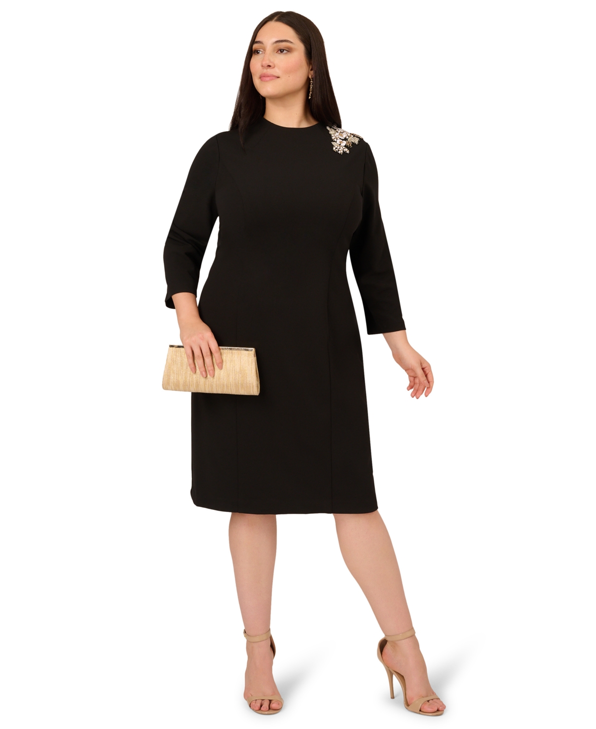 Click here for Adrianna Papell Plus Size 3D Floral Detail Midi Dr... prices