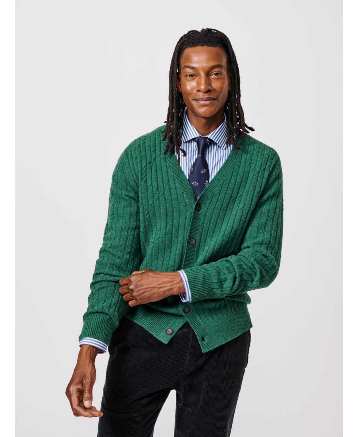 Click here for Aubin Mens Leonard Wool Cable Sweater Cardigan - G... prices