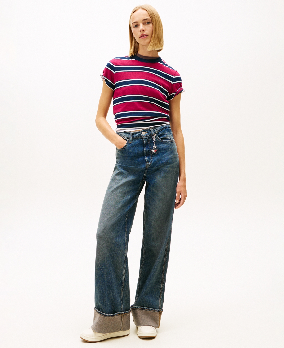 Click here for Tommy Jeans Womens Flag Jersey Crewneck T-Shirt -... prices