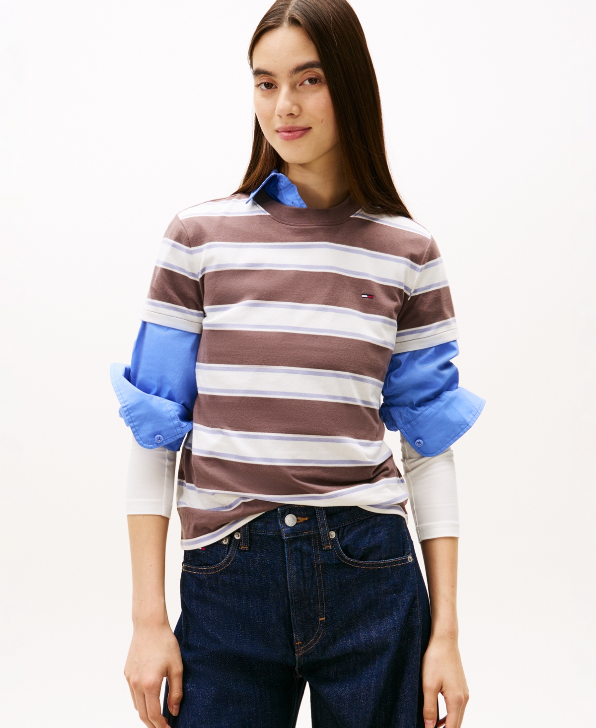 Click here for Tommy Jeans Womens Flag Jersey Crewneck T-Shirt -... prices