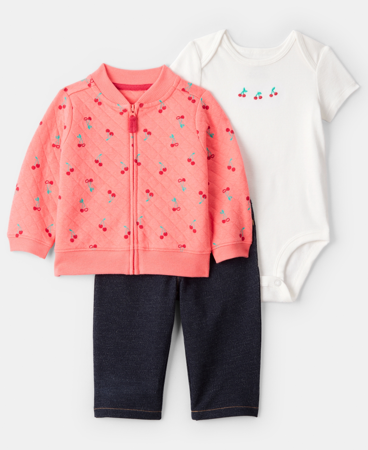 Click here for Carters Baby Girls 3-Piece Cherry Quilted Cardigan... prices