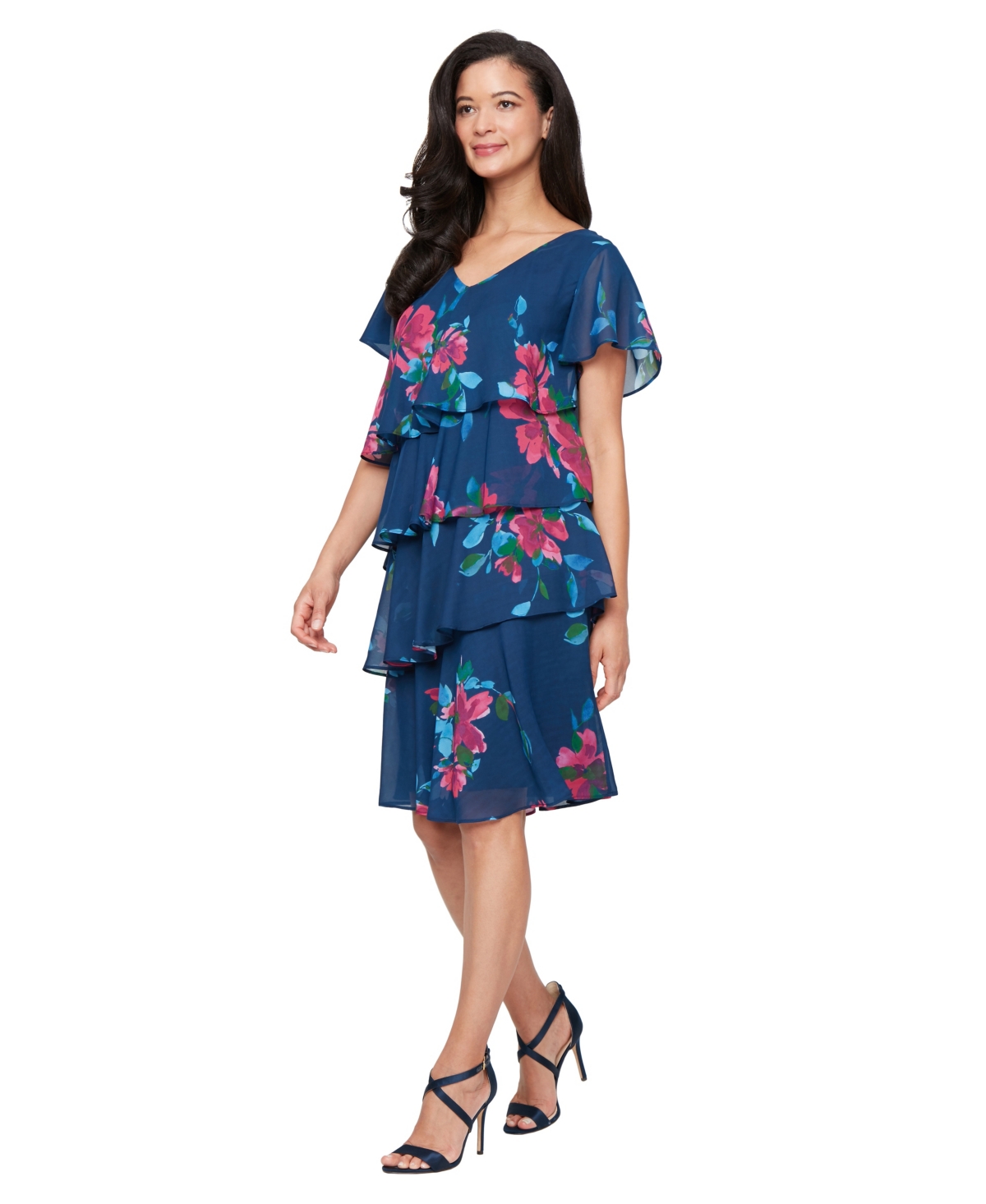 Click here for Sl Fashions Womens Printed V-Neck Short Dress - Na... prices