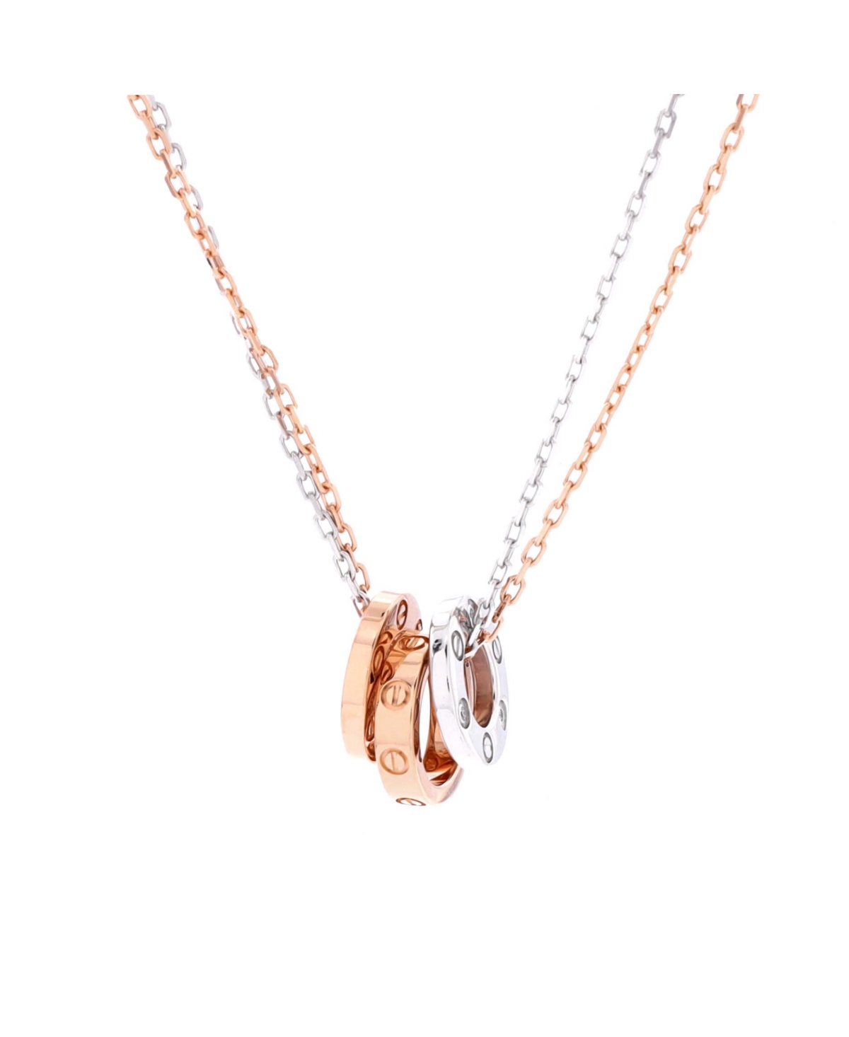 Click here for Pre-Owned Cartier Love 3 Ring Pendant Necklace - 1... prices