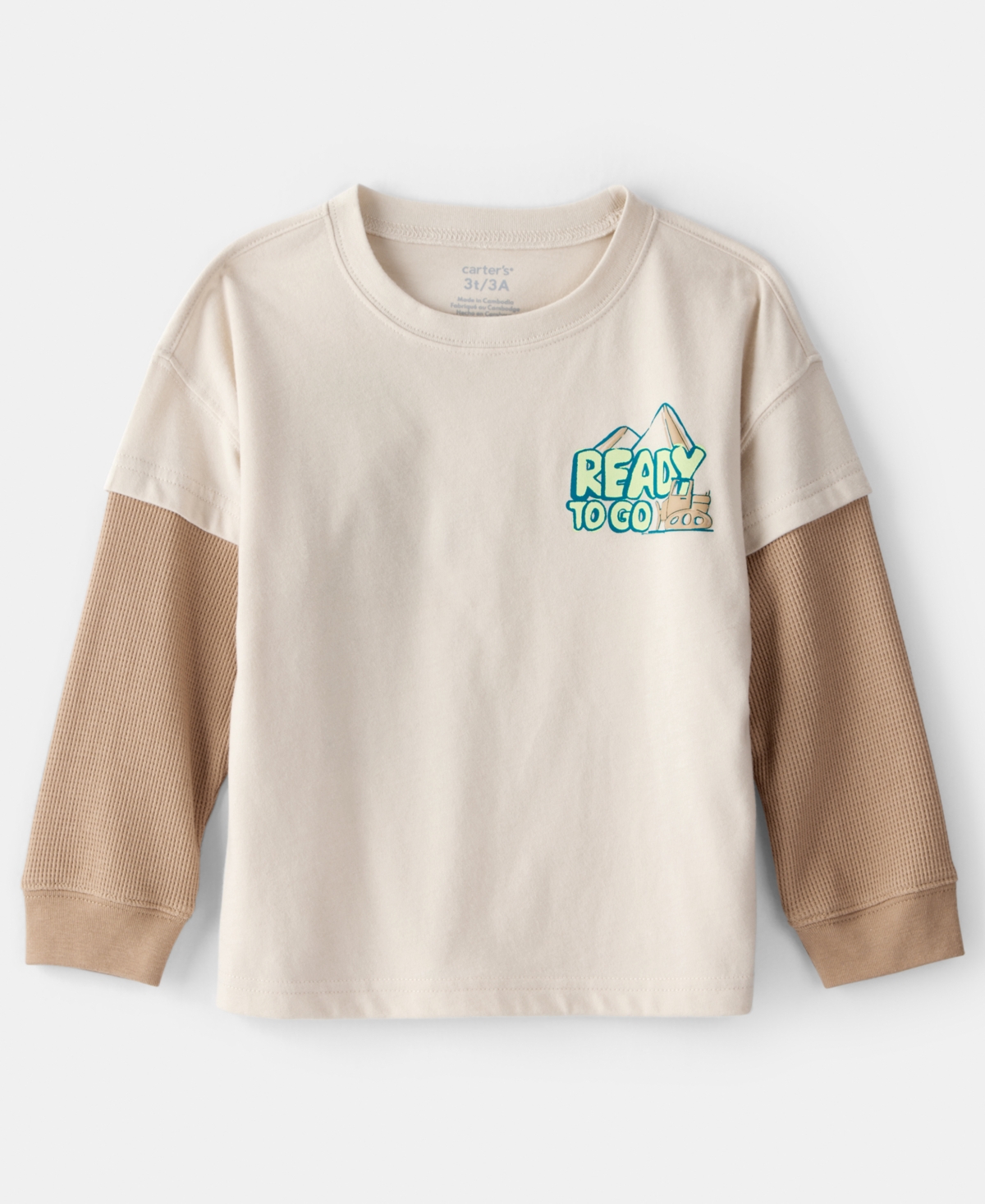 Carters Boys Toddler 2T-5T Graphic Long-Sleeve T-Shirt - Tan