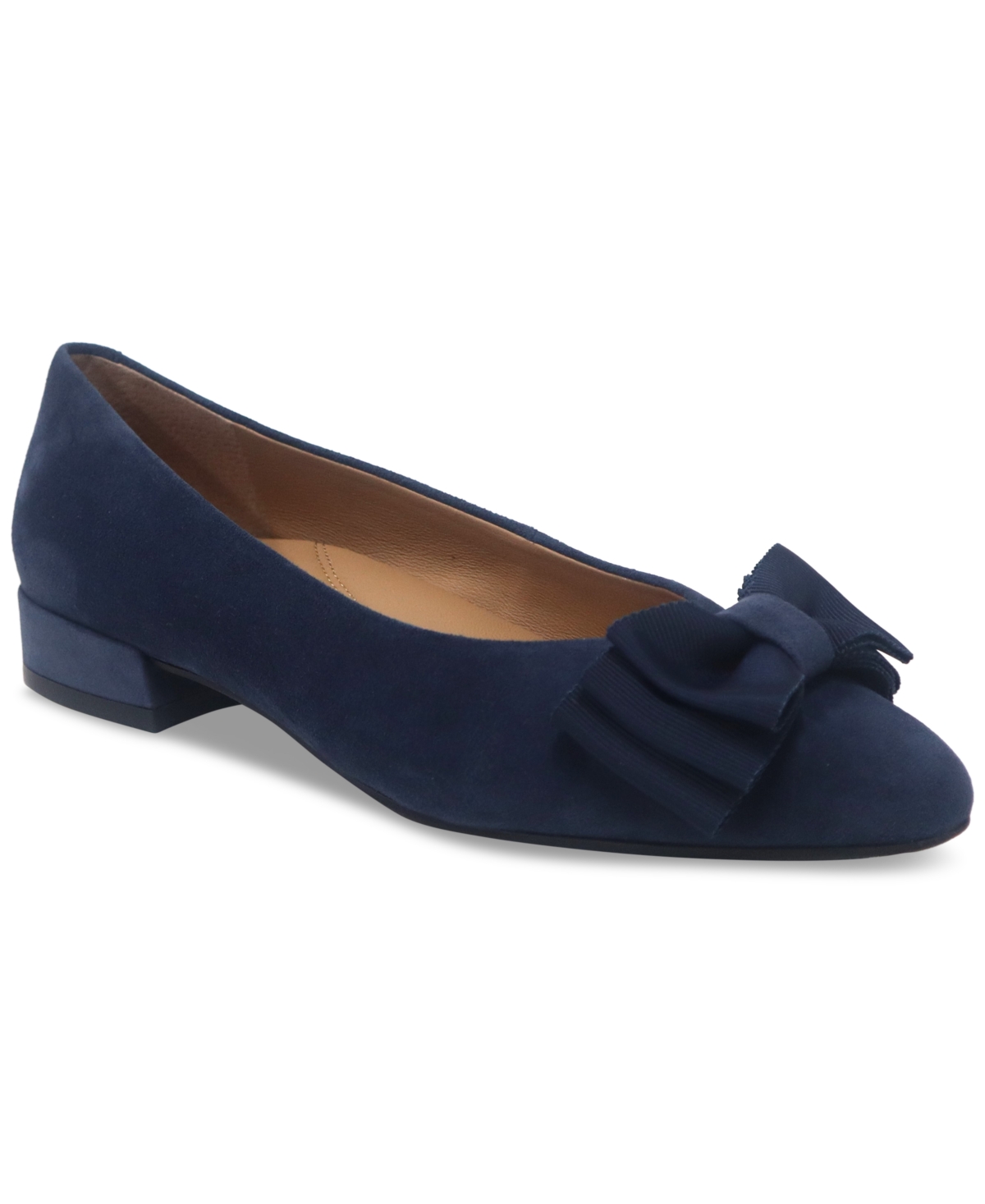 Gentle Souls Womens Atlas Almond Toe Flats - Navy Suede