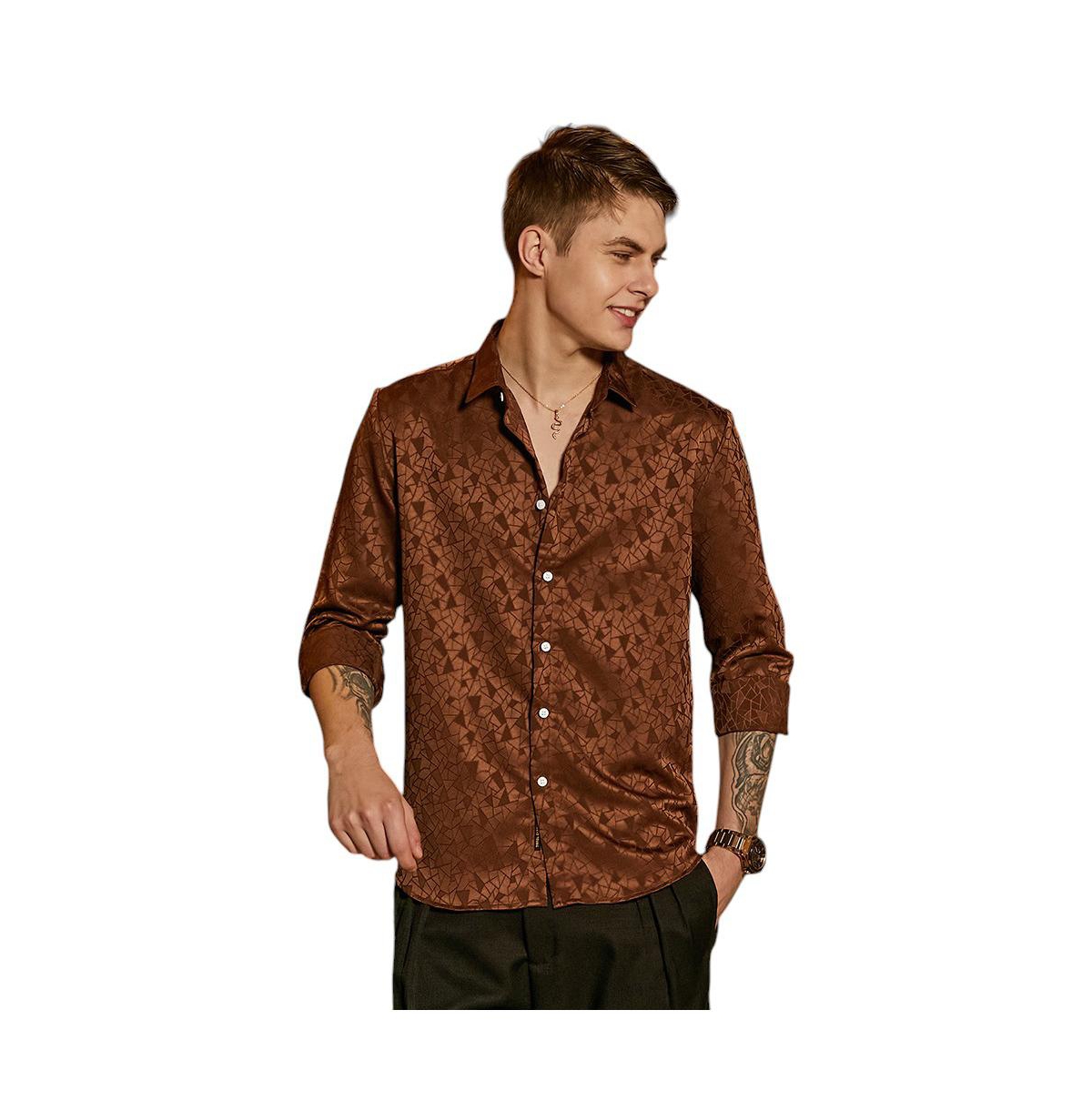 Click here for Campus Sutra Mens Chocolate Brown Mozaic-Tactile S... prices