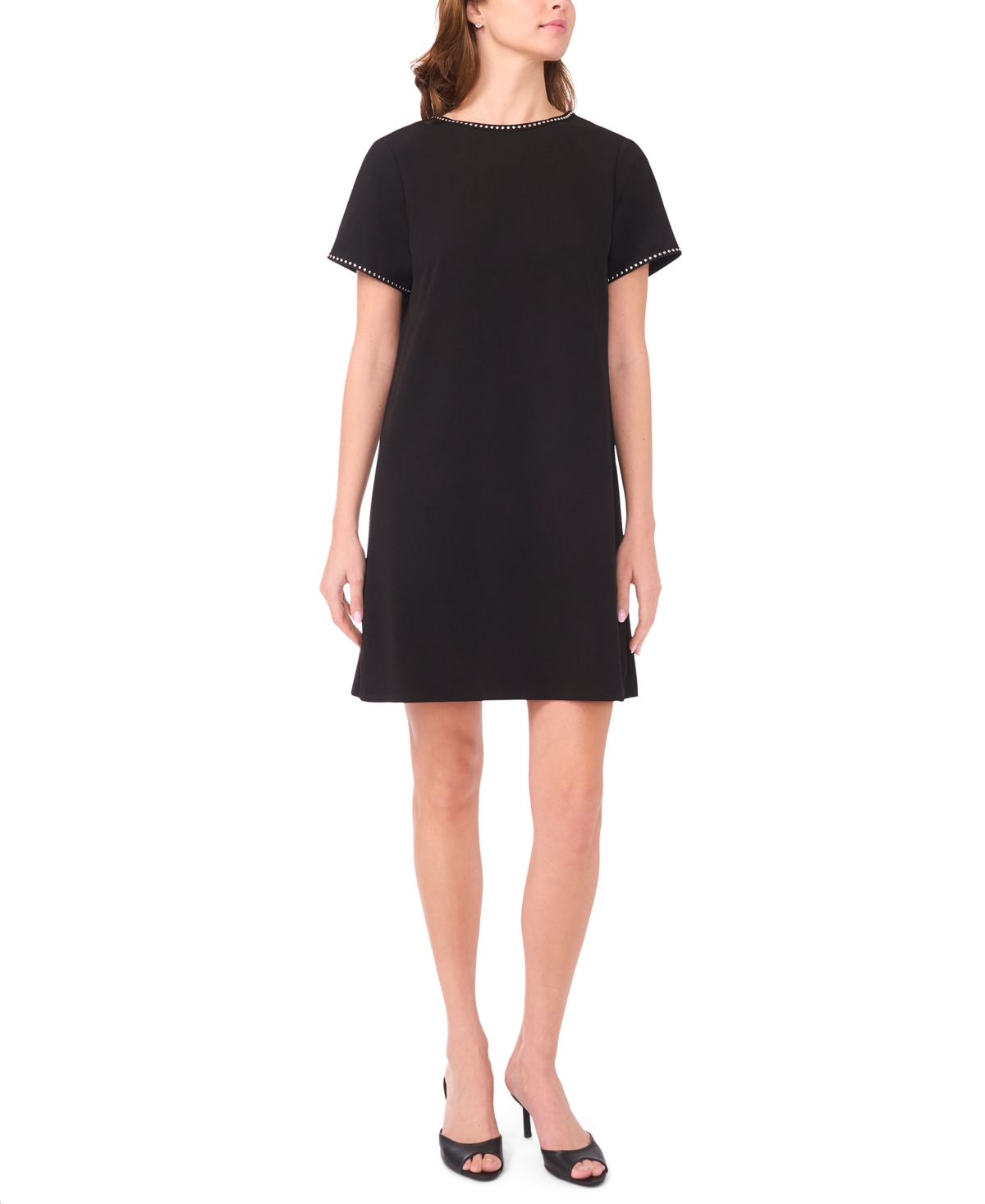 Click here for Msk Womens Short Sleeve Stud Detail Dress - Black prices