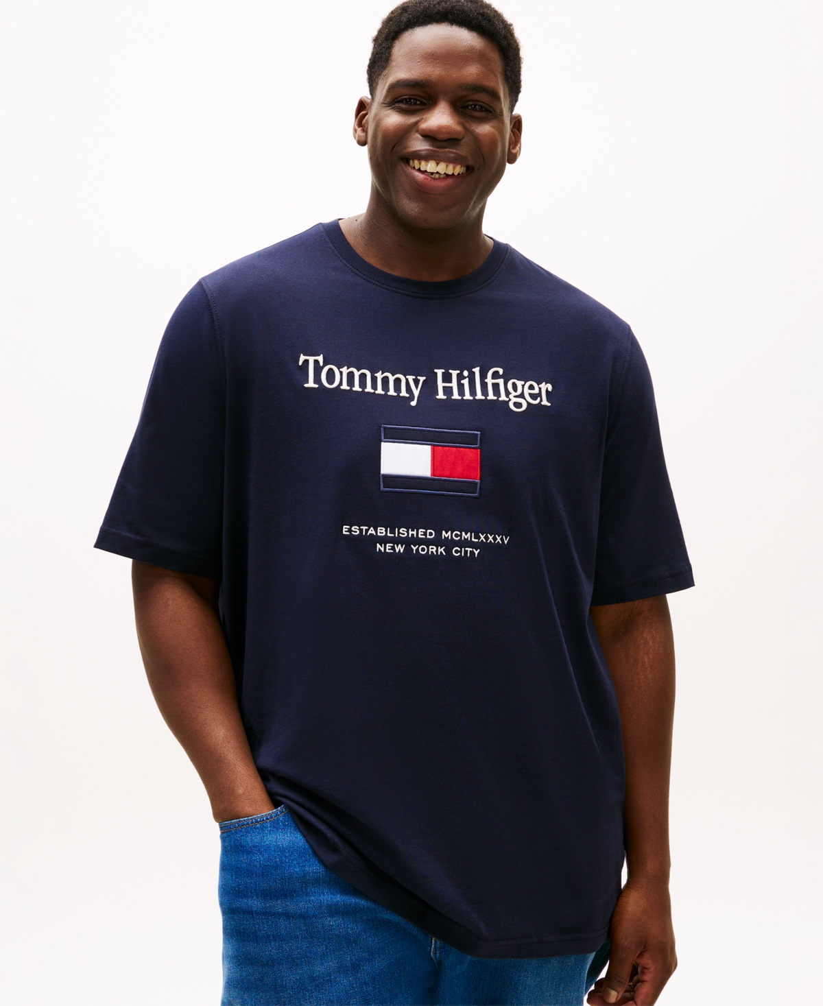 Click here for Tommy Hilfiger Mens Big & Tall Embroidered Flag T-... prices