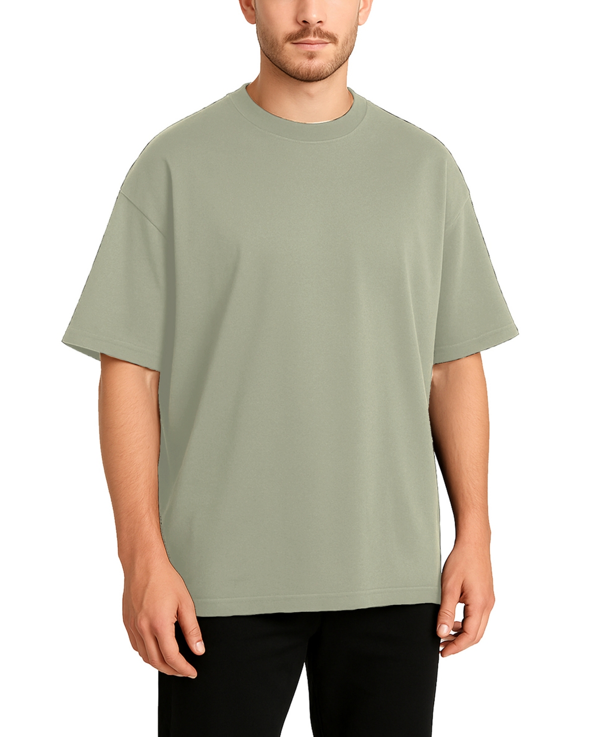Click here for Blu Rock Mens Oversized Crewneck T-Shirt - Olive prices