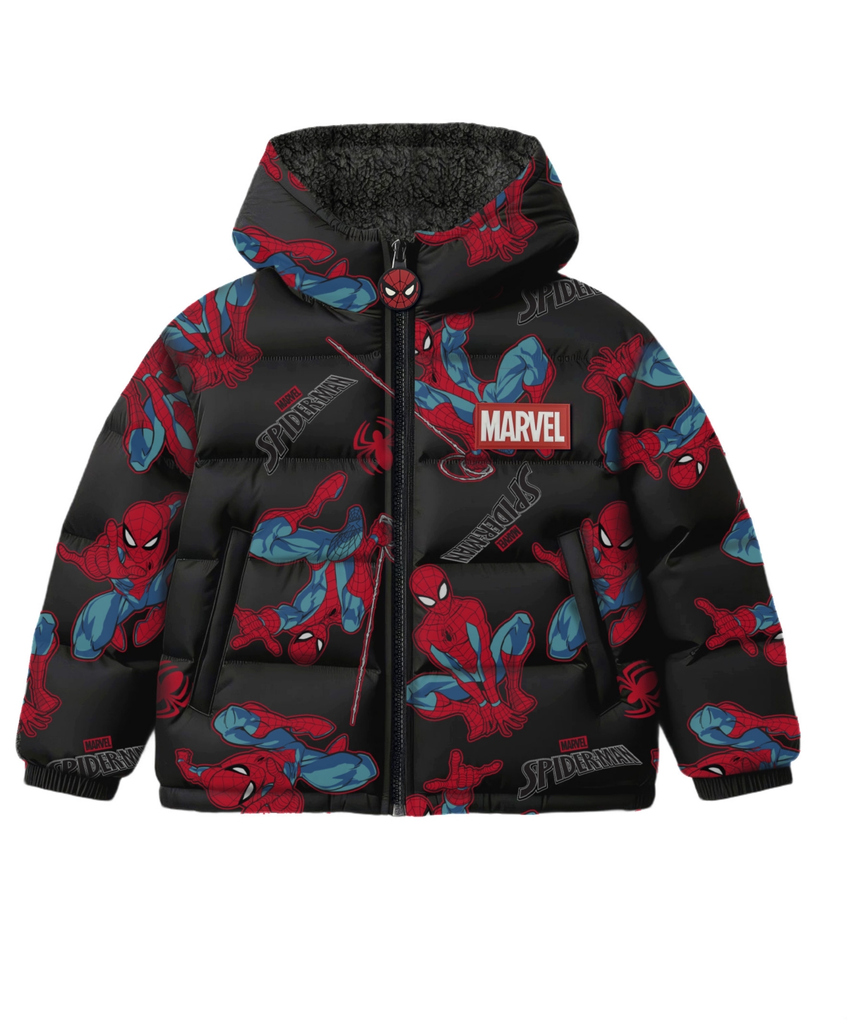 Click here for Spider-Man Boys 2T-7 Printed Puffer Jacket - Black prices