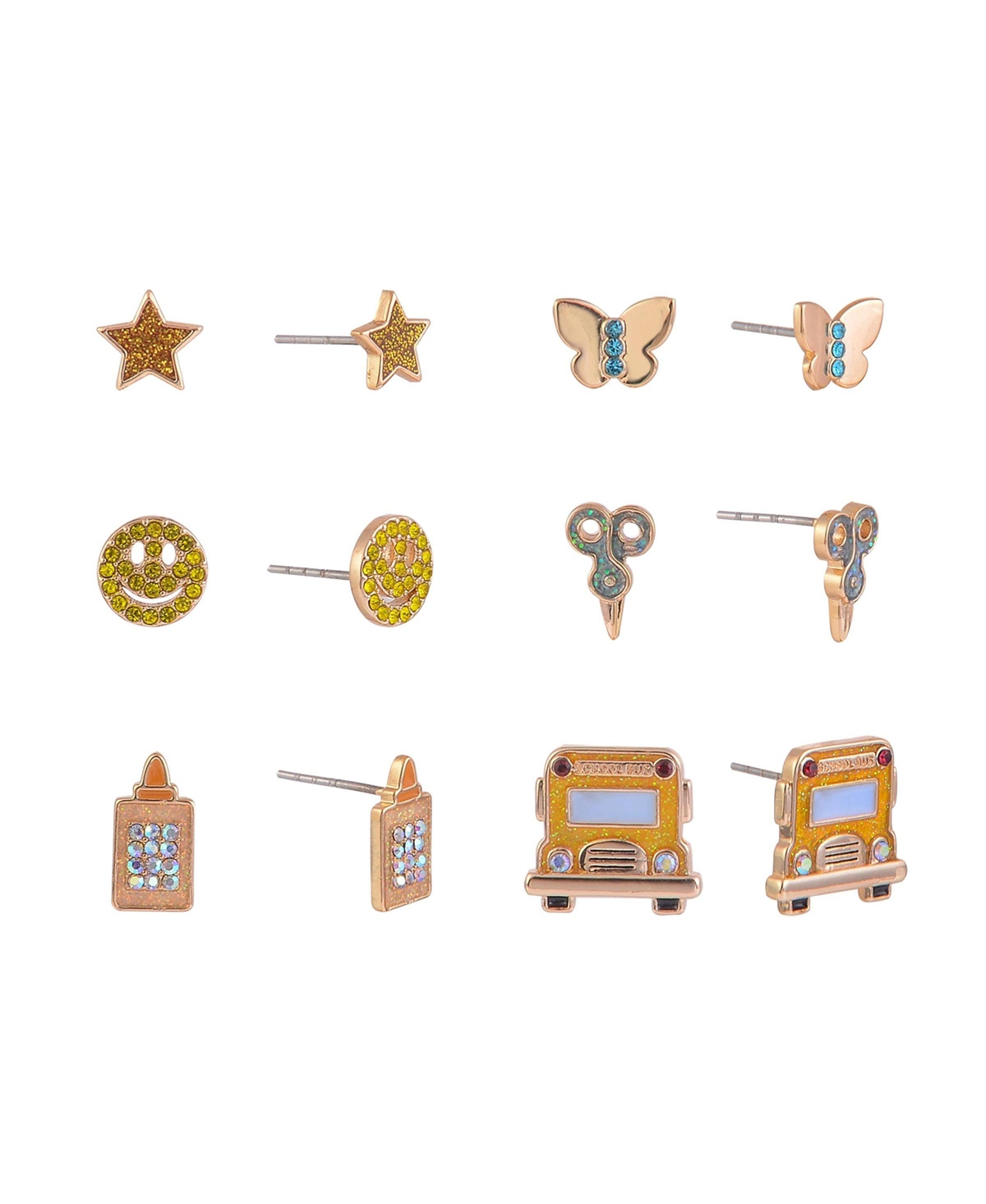 Click here for Hallmark School Theme 6pk Stud Earring Set - Yello... prices