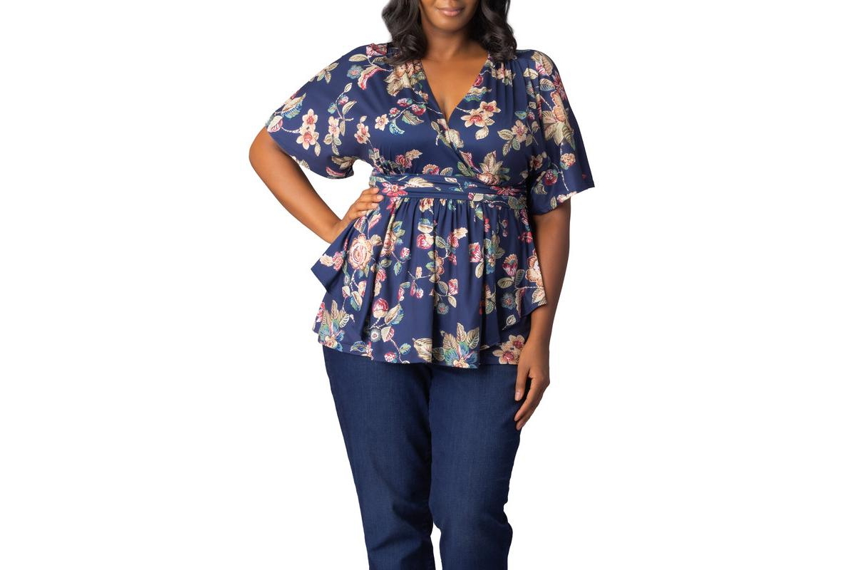 Click here for Kiyonna Plus Size Encore Short Sleeve Printed Top... prices