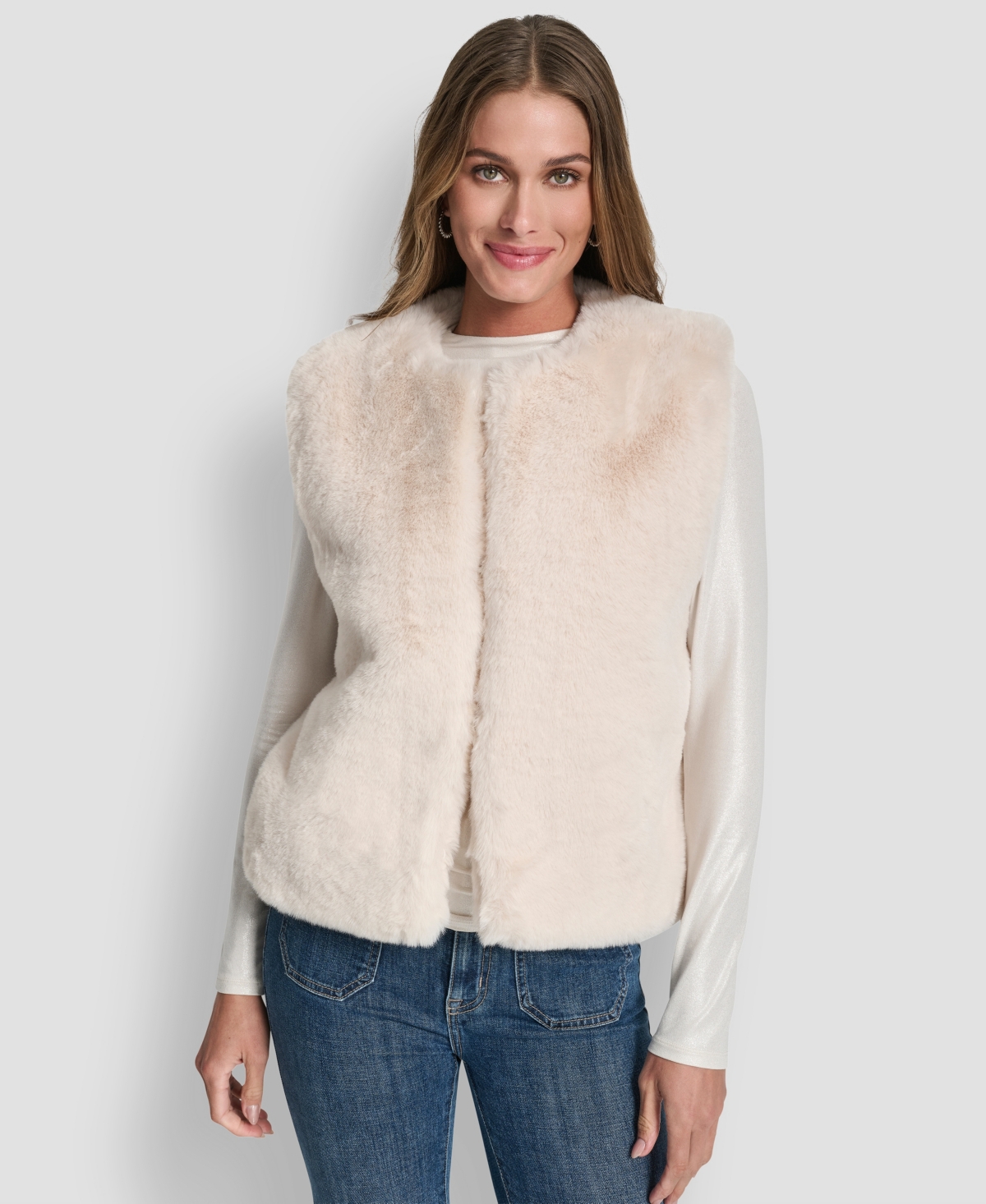Click here for Dkny Jeans Womens Crewneck Sleeveless Vest - Ivory prices