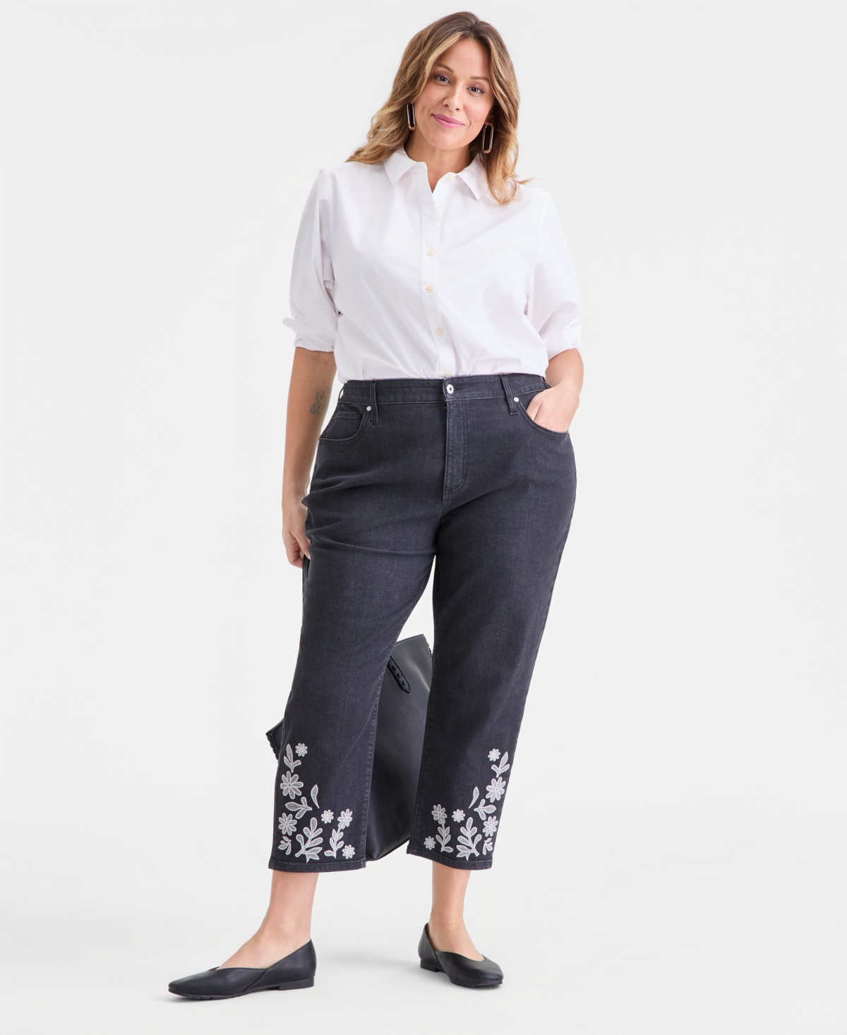 Click here for Style & Co Plus Size Embroidered High-Rise Straigh... prices