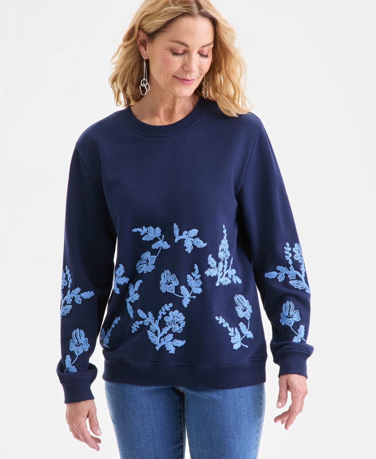 Click here for Style & Co Womens Crewneck Embroidered Sweatshirt... prices