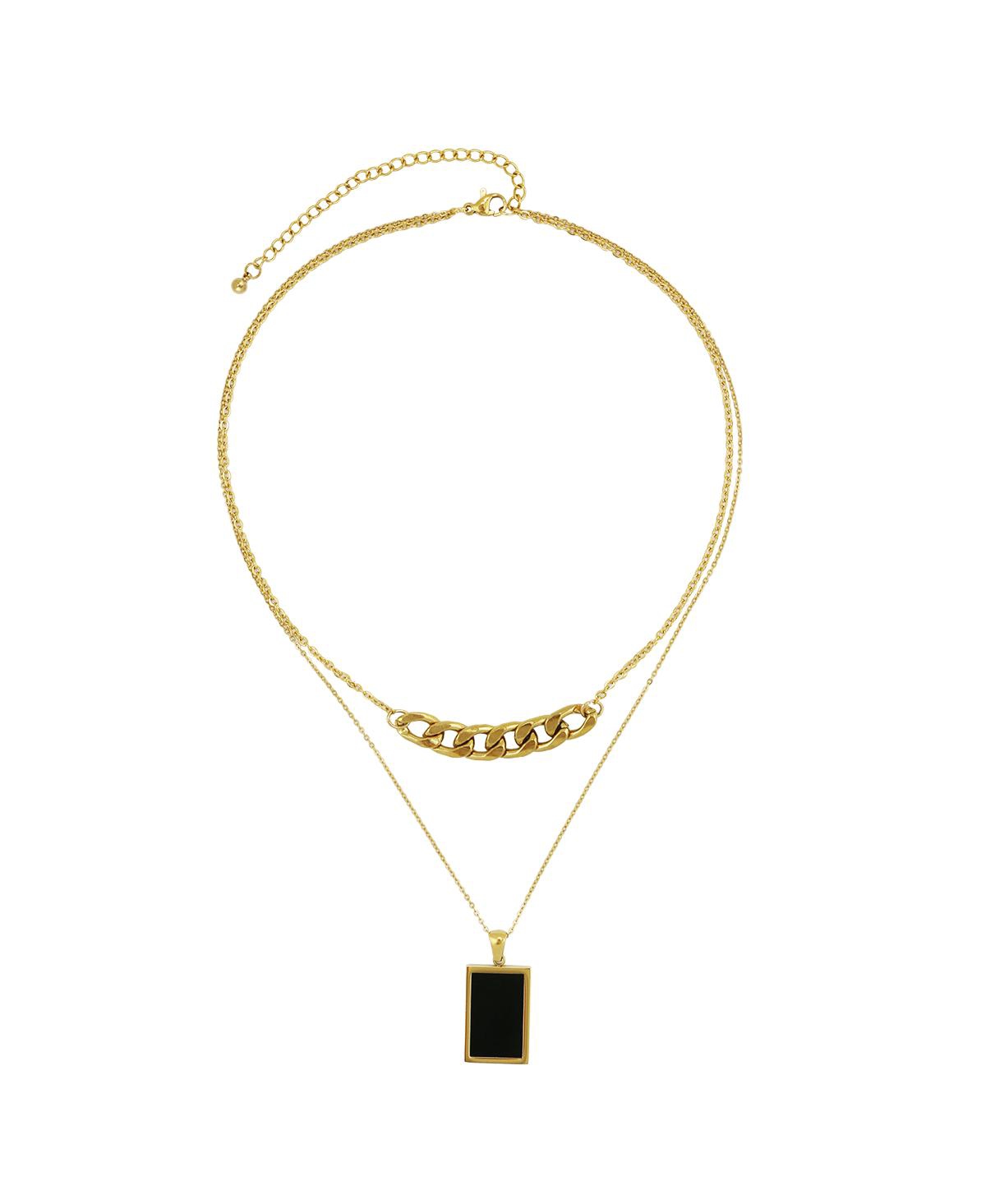 Click here for Black Agate Layered Gold Necklace - Black agate prices