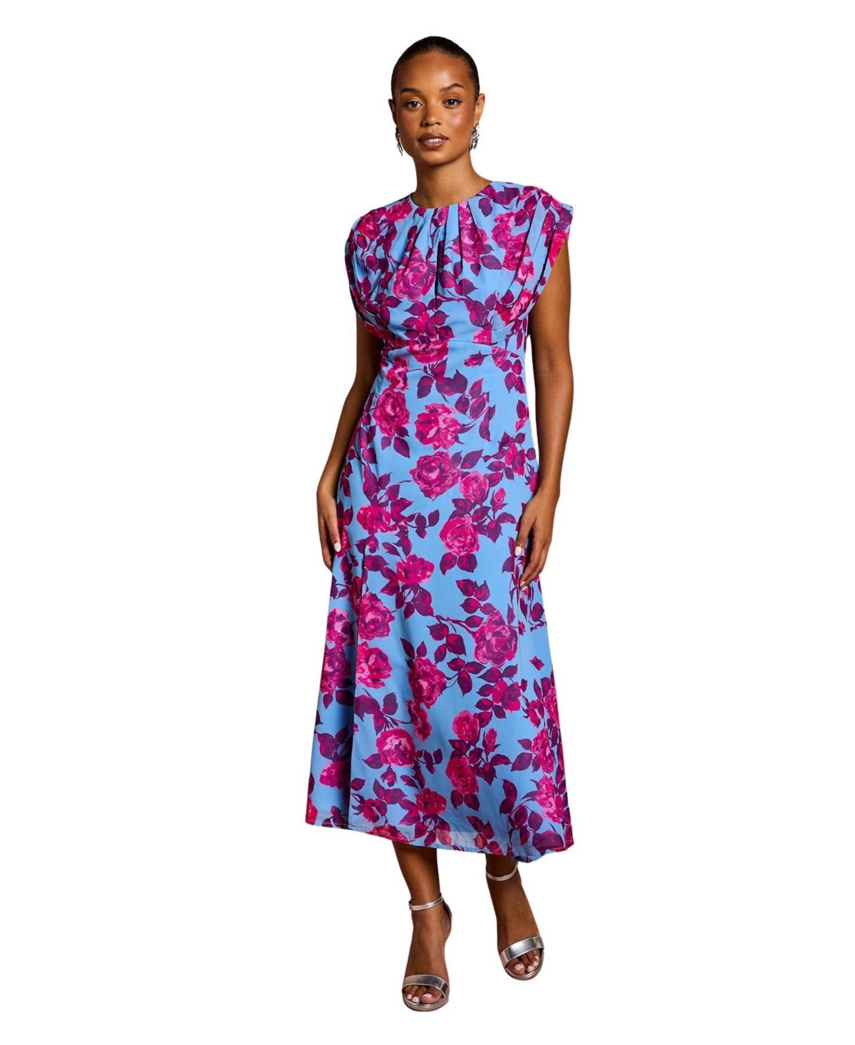 Click here for Coast Womens Short Sleeve Chiffon Midi Dress - Blu... prices