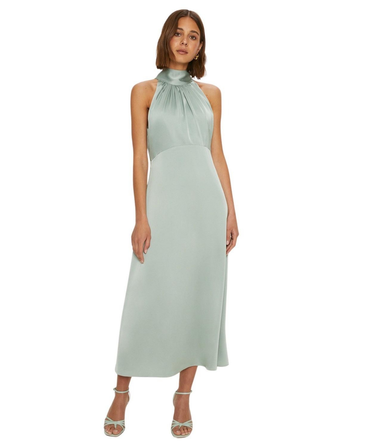 Click here for Oasis Womens Satin Halter Neck Midi Bridesmaid Dre... prices