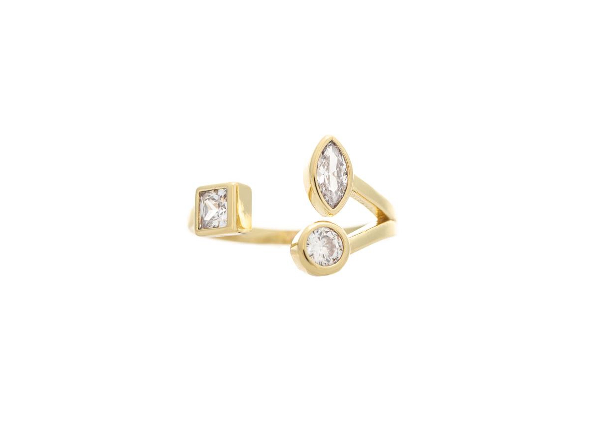 Click here for Cubic Zirconia Open Trio Ring - Gold with clear cz prices
