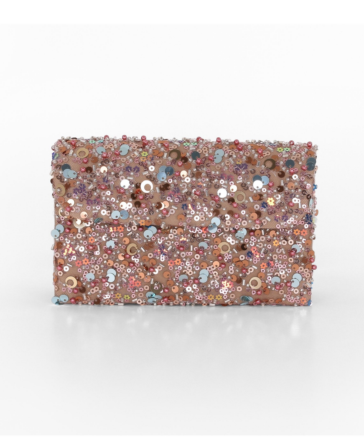 Click here for Womans Aurora Beaded Mini Trapezoid Clutch - Taupe prices