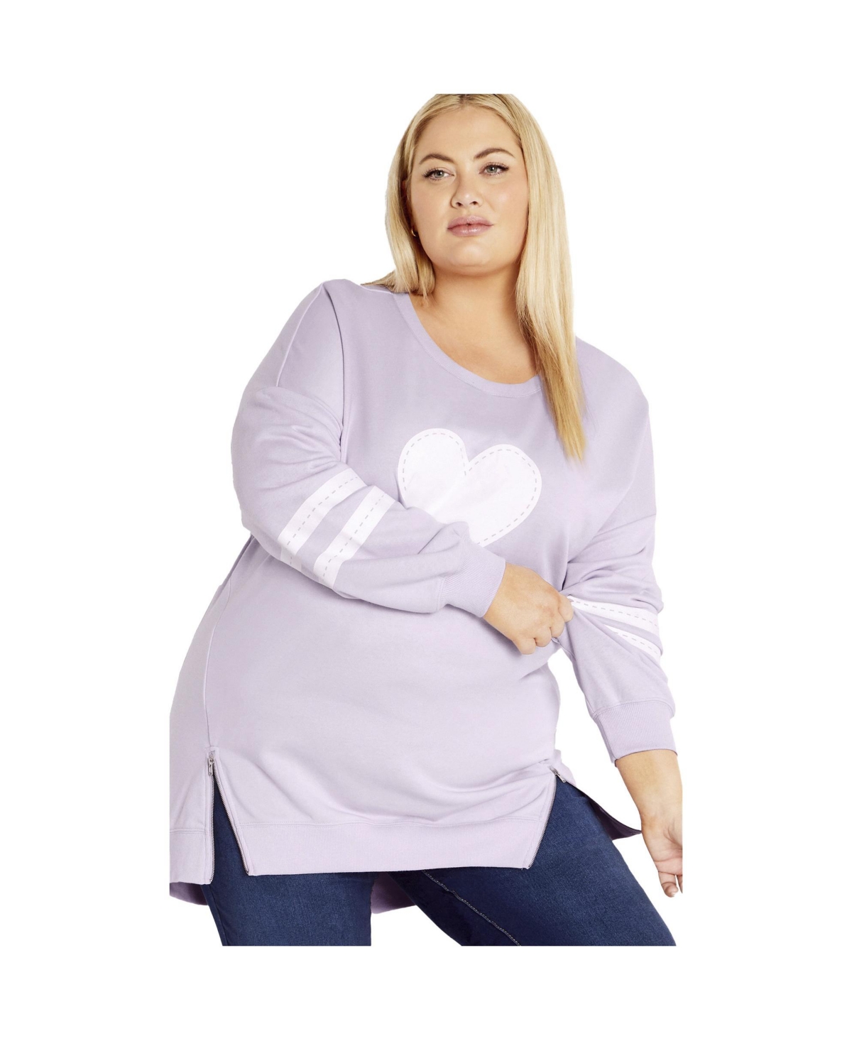 Click here for Avenue Womens Love Me Sweater - Lilac prices