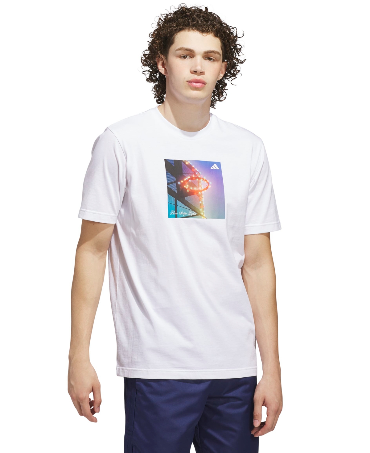 Click here for adidas Mens 3-Stripes Lights Hoops Graphic Crewnec... prices