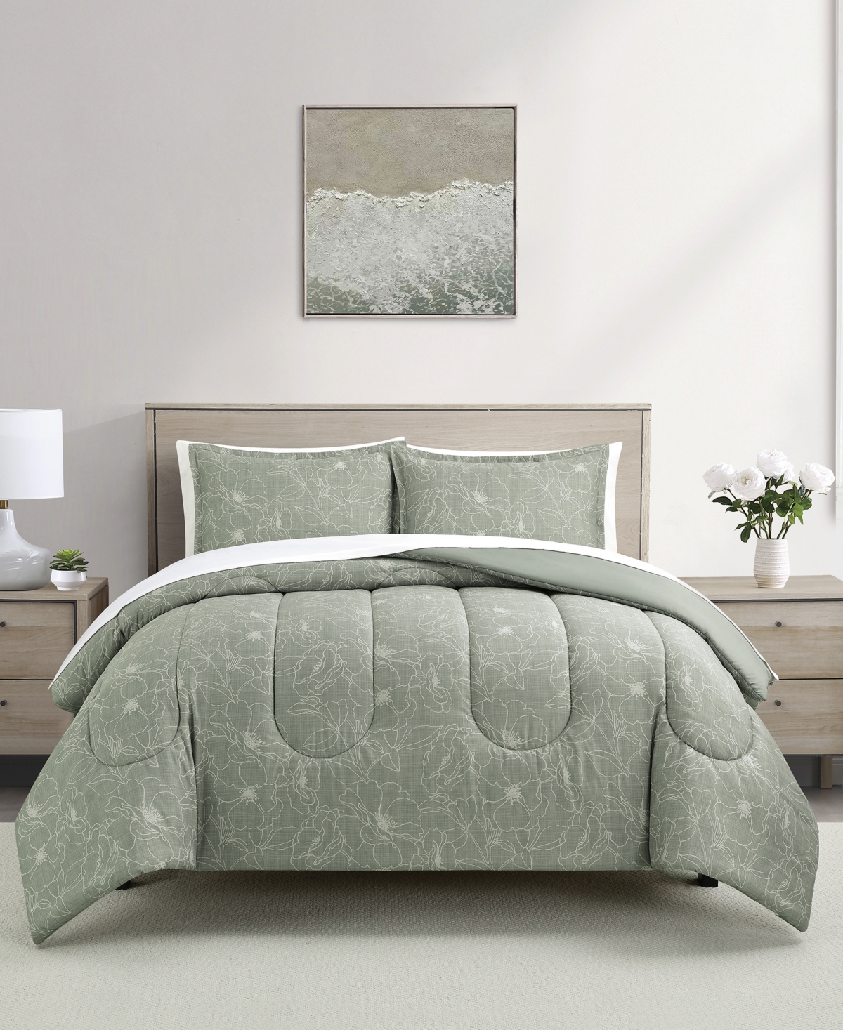 Click here for Sunham Julia Floral 3-Pc. Comforter Sets - Green prices