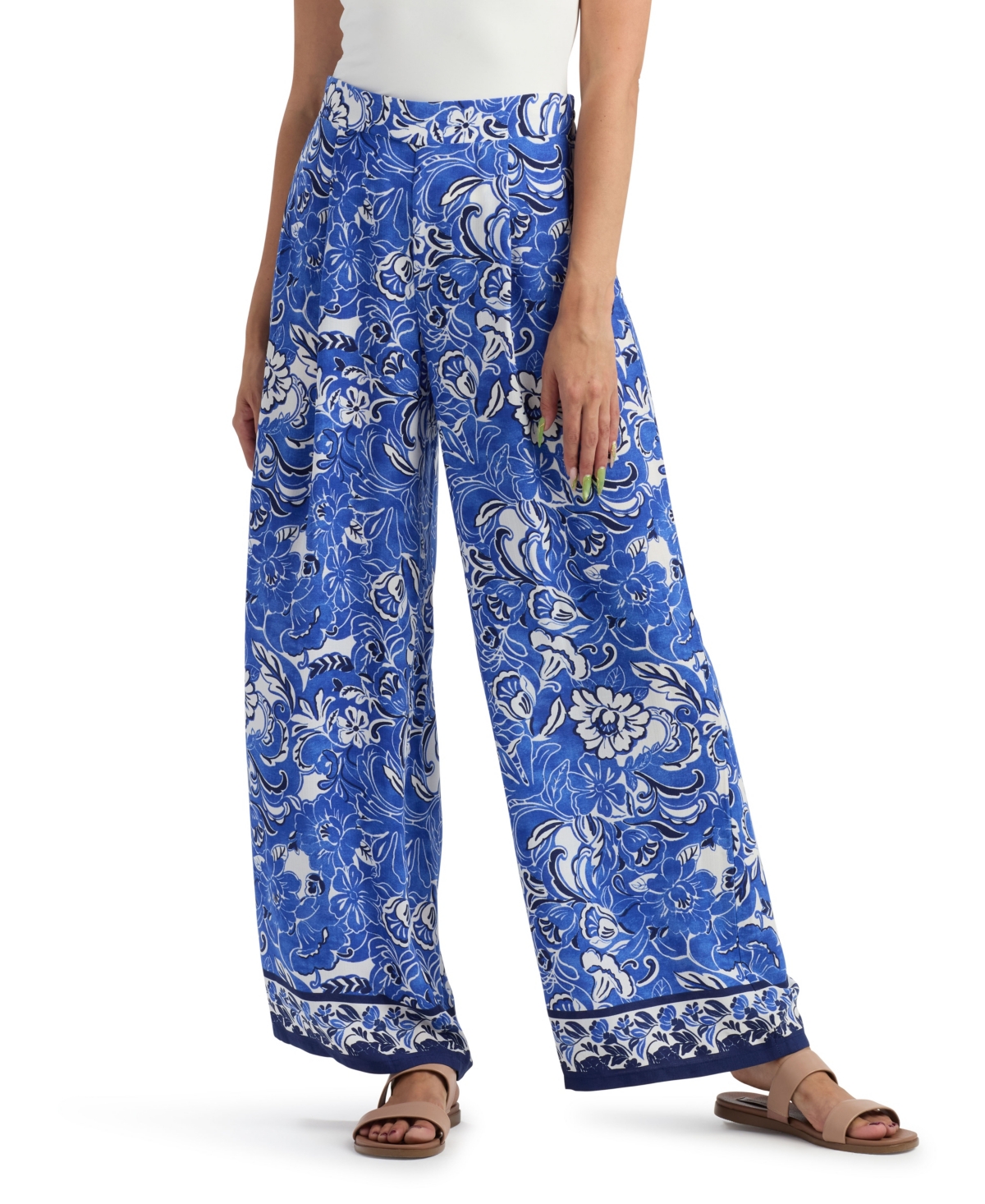 Click here for Bcx Juniors Resort Print Wide Leg Pants - Blue mul... prices