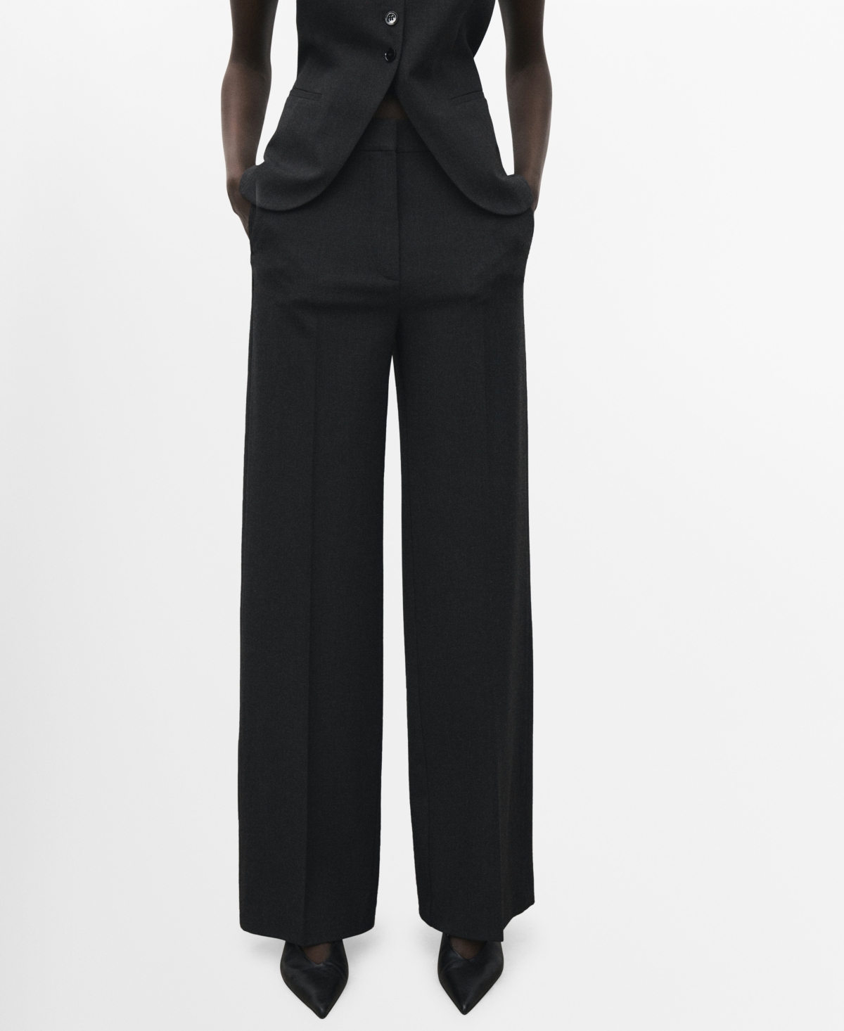 Click here for Mango Womens Pleated Suit Pants - Gray prices