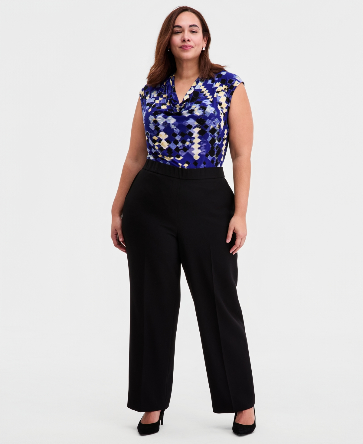 Click here for Kasper Plus Size Pull-On Straight-Leg Trousers - B... prices
