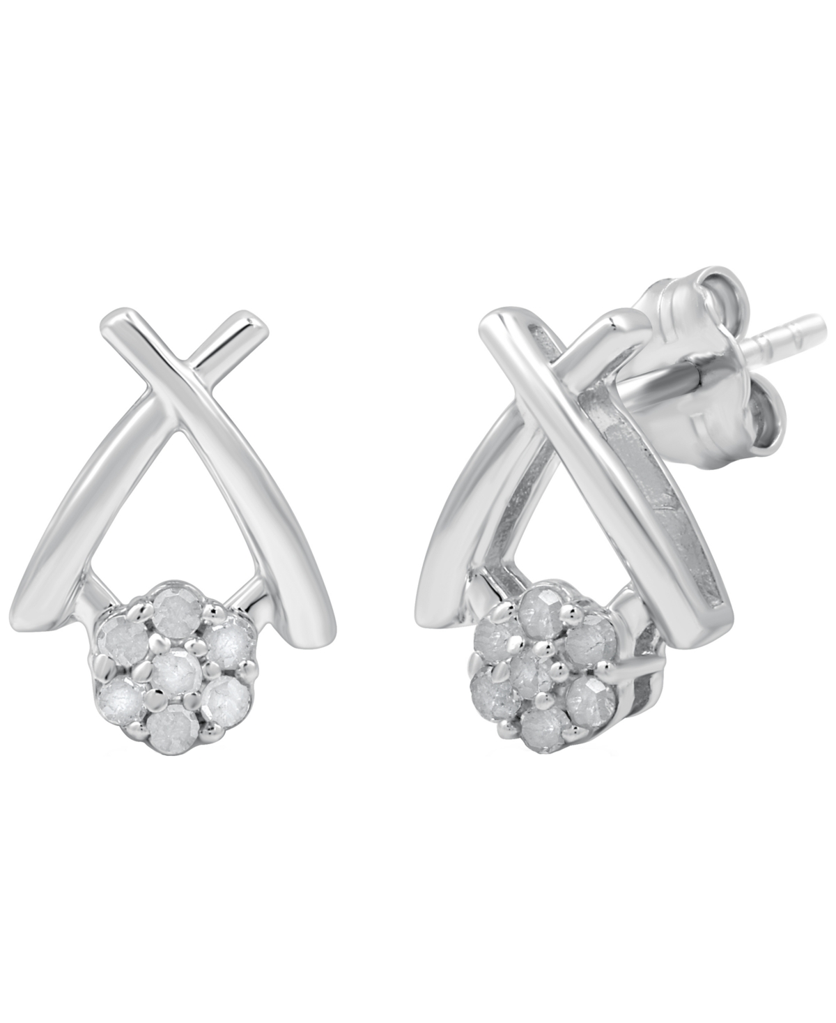 Click here for Macys Diamond Back Post Earrings (1/10 ct. t.w.) i... prices