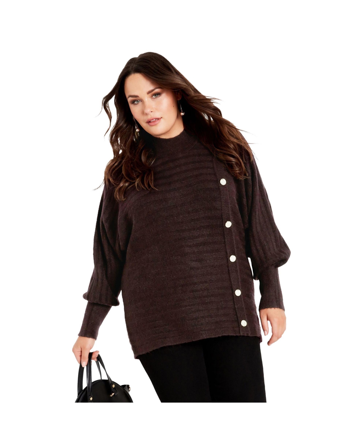 Click here for Avenue Womens Beata Asymmetrical Button Knit Sweat... prices