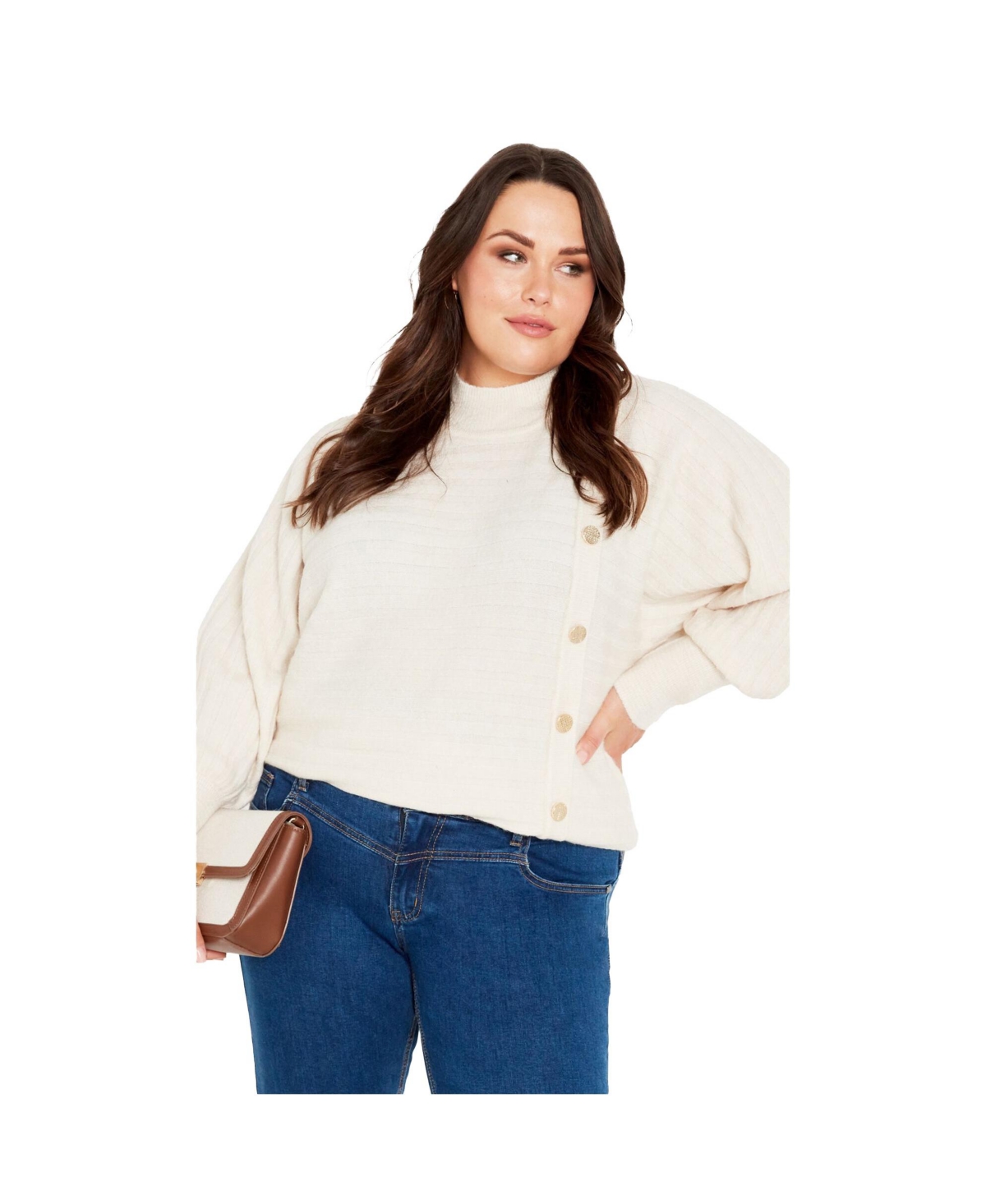 Click here for Avenue Womens Beata Asymmetrical Button Knit Sweat... prices