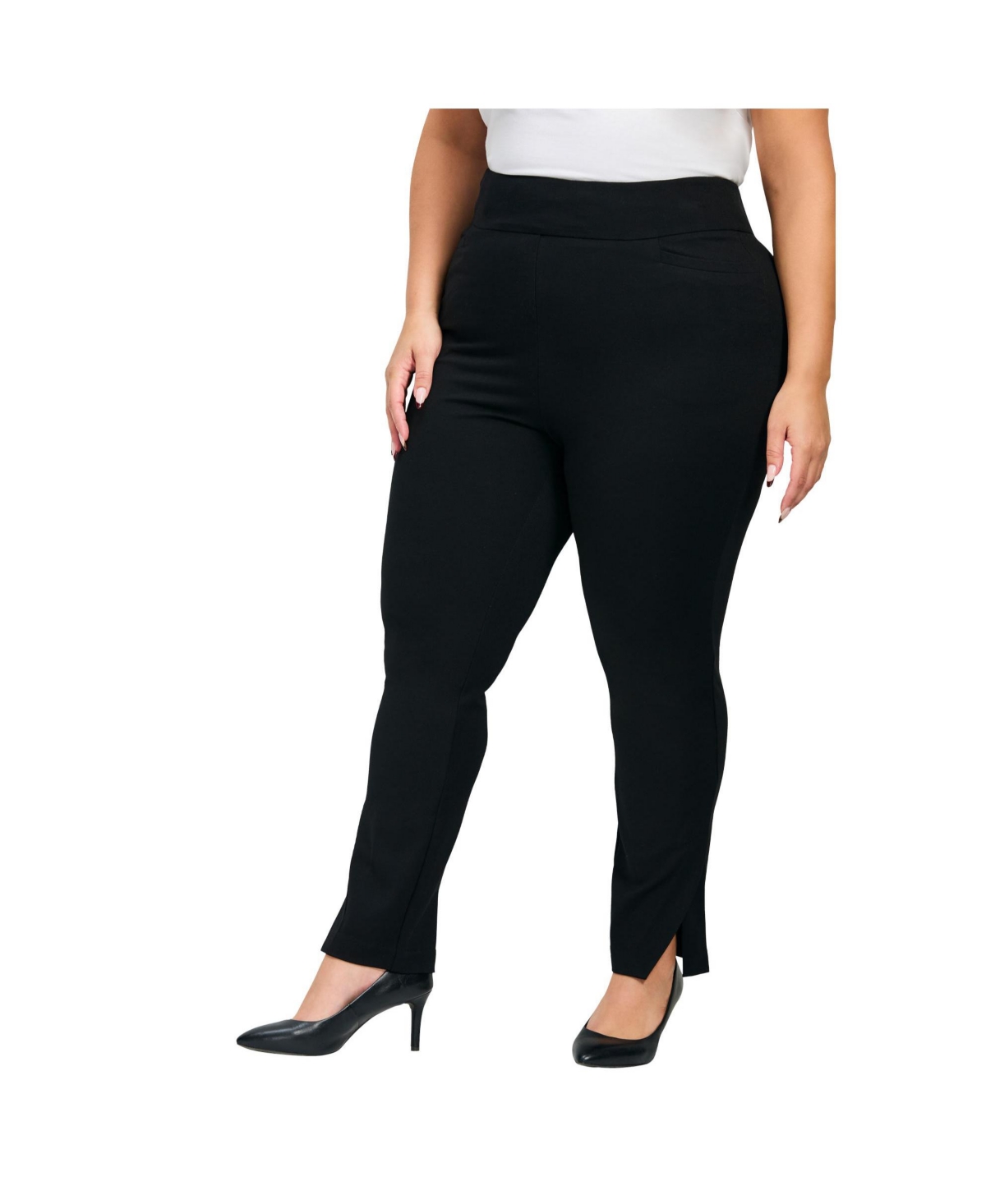 Click here for Avenue Womens Eva Split Detail Ponte Pant - Black prices