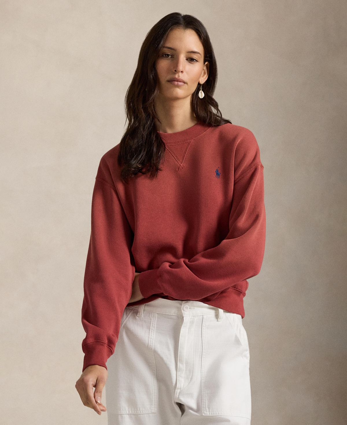 Polo Ralph Lauren Womens Fleece Crew Neck Sweatshirt - Red Snapper