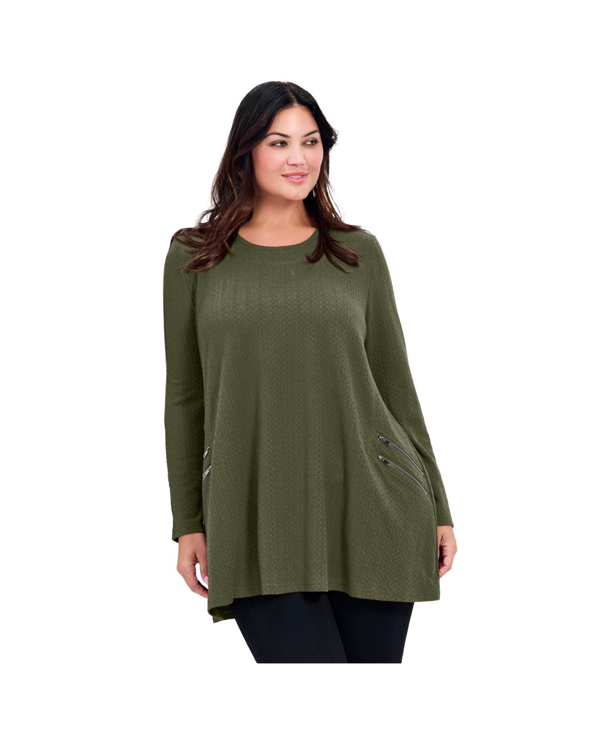 Click here for Avenue Womens Alina Hacci Zip Detail Tunic - Olive prices
