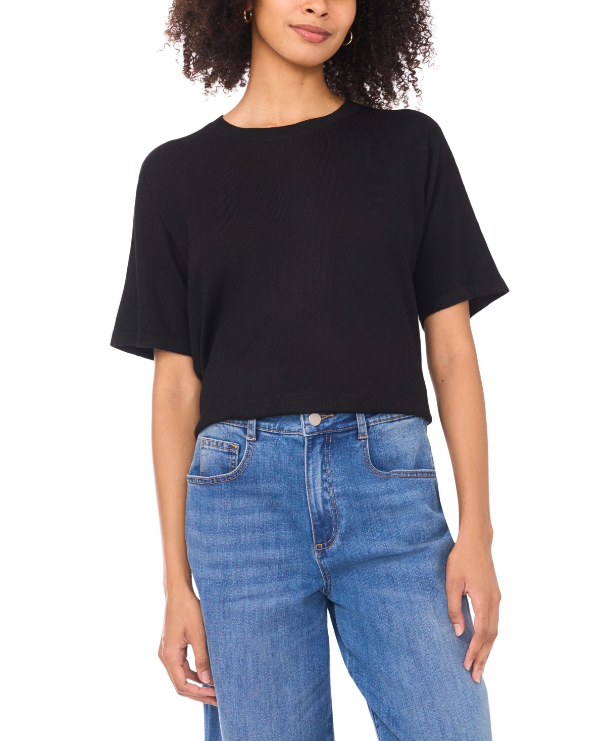 Click here for Vince Camuto Womens Crewneck T-Shirt - Rich Black prices