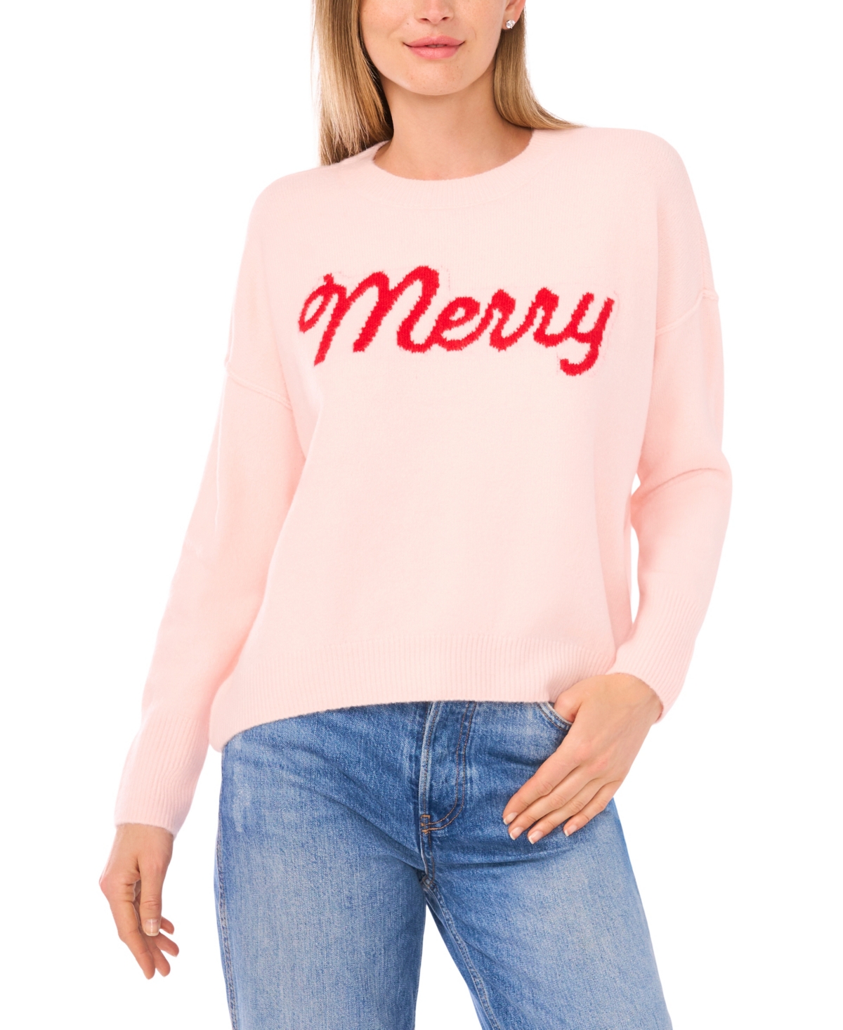 Click here for CeCe Womens Merry Script Long-Sleeve Cozy Sweater... prices