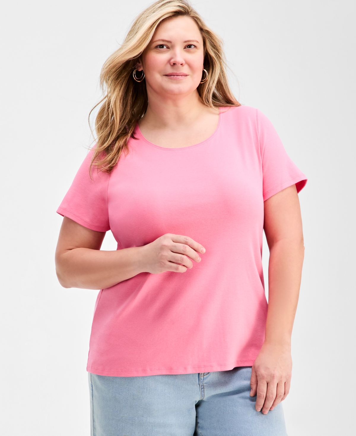 Click here for Style & Co Womens Plus Size Short-Sleeve Scoop-Nec... prices