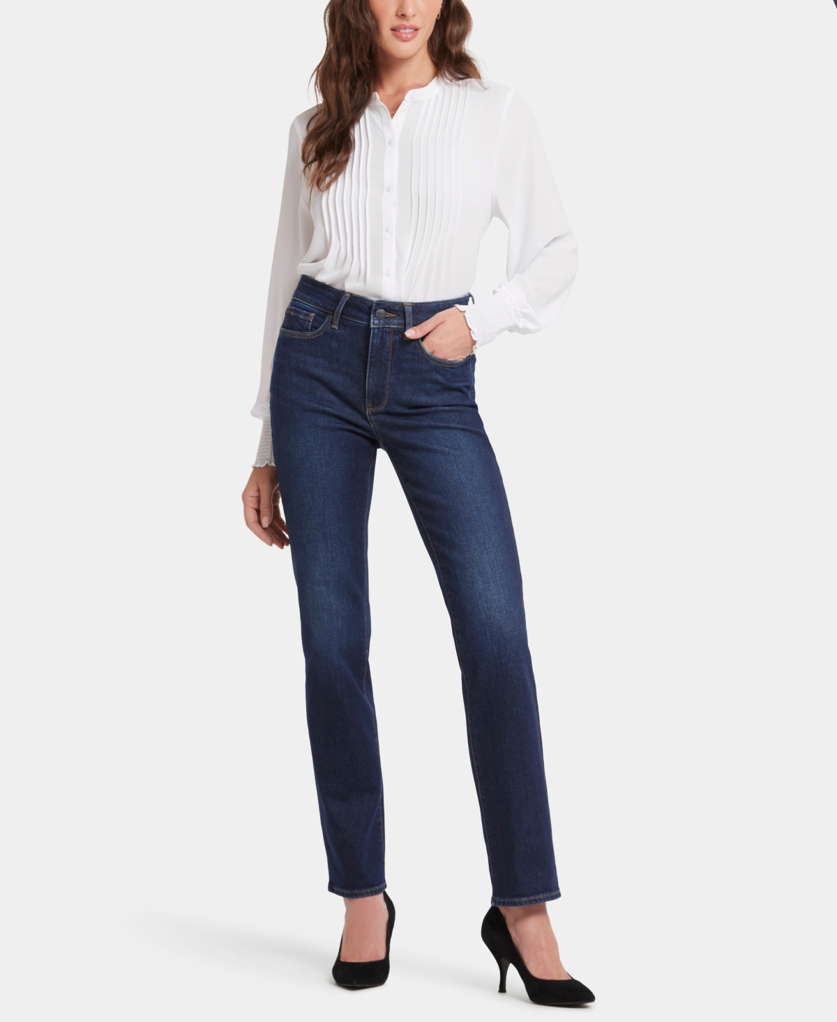 Click here for Nydj Womens High Rise Marilyn Straight Jeans - Riv... prices