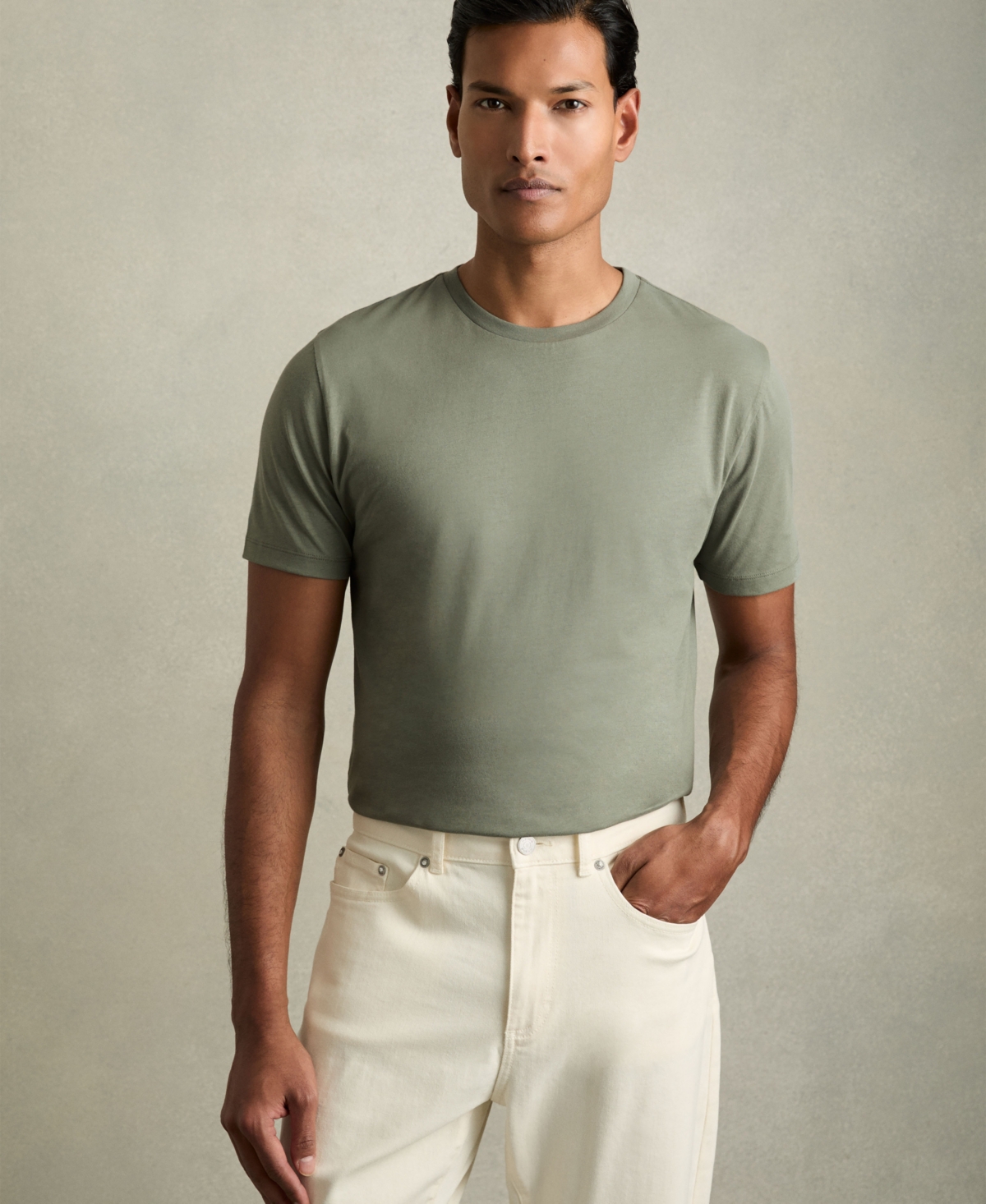 Click here for Reiss Mens Cotton Crew Neck T-Shirt - Dark Sage prices