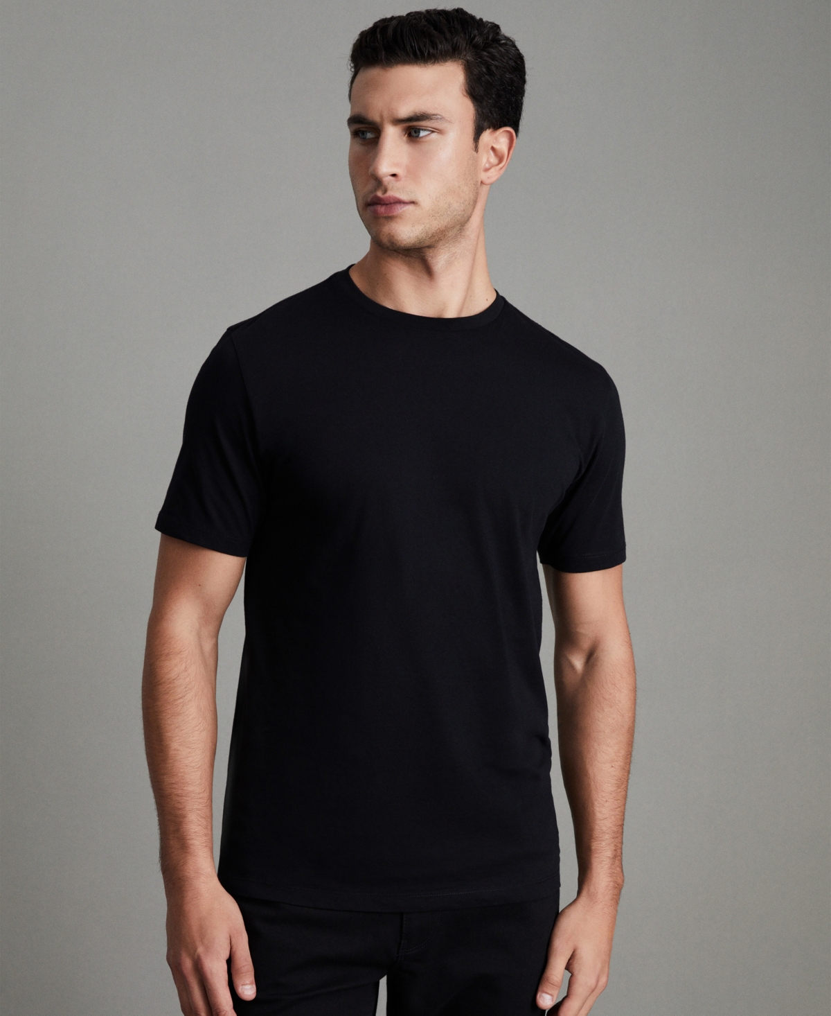 Click here for Reiss Mens Cotton Crew Neck T-Shirt - Black prices