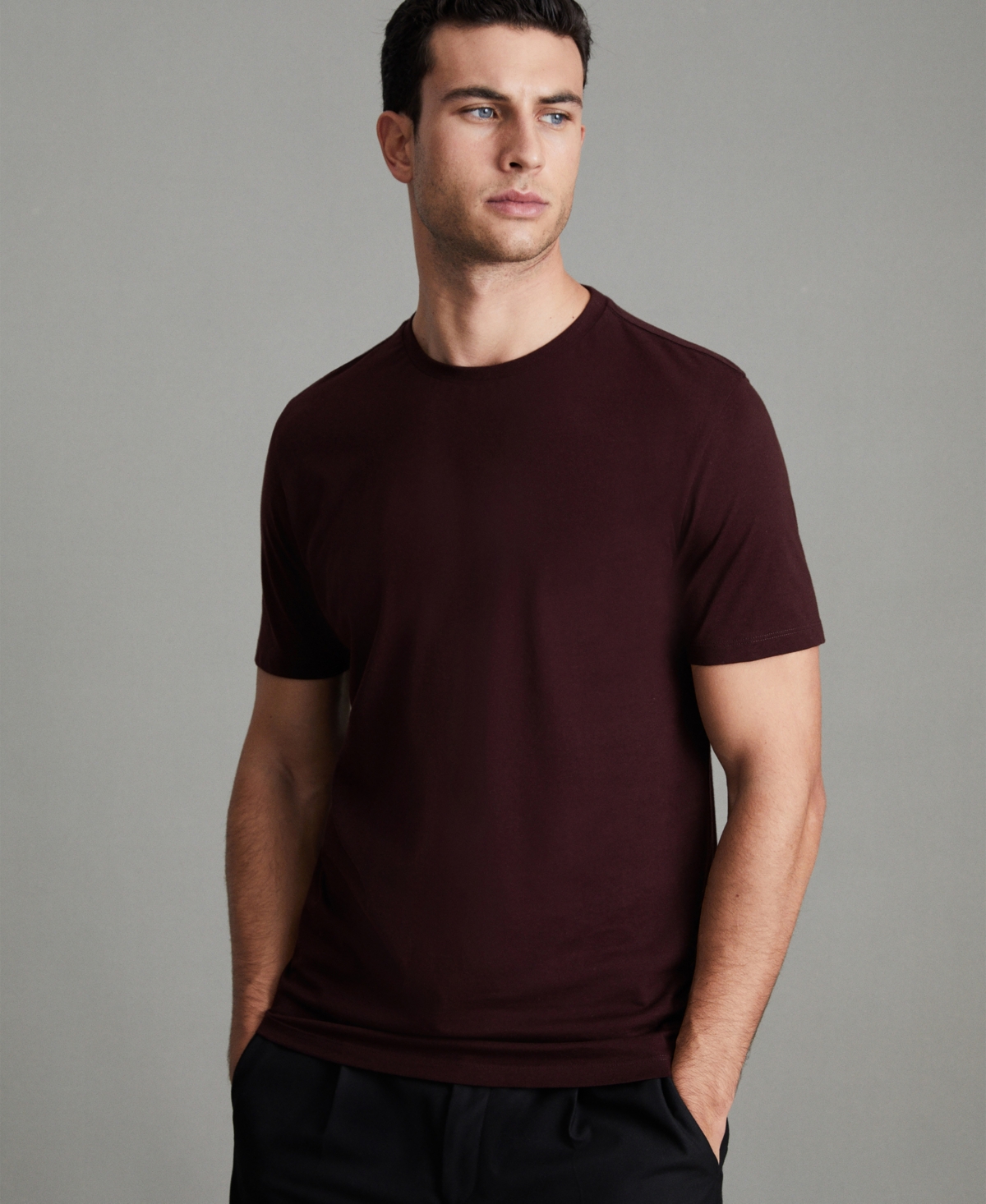 Click here for Reiss Mens Cotton Crew Neck T-Shirt - Bordeaux prices