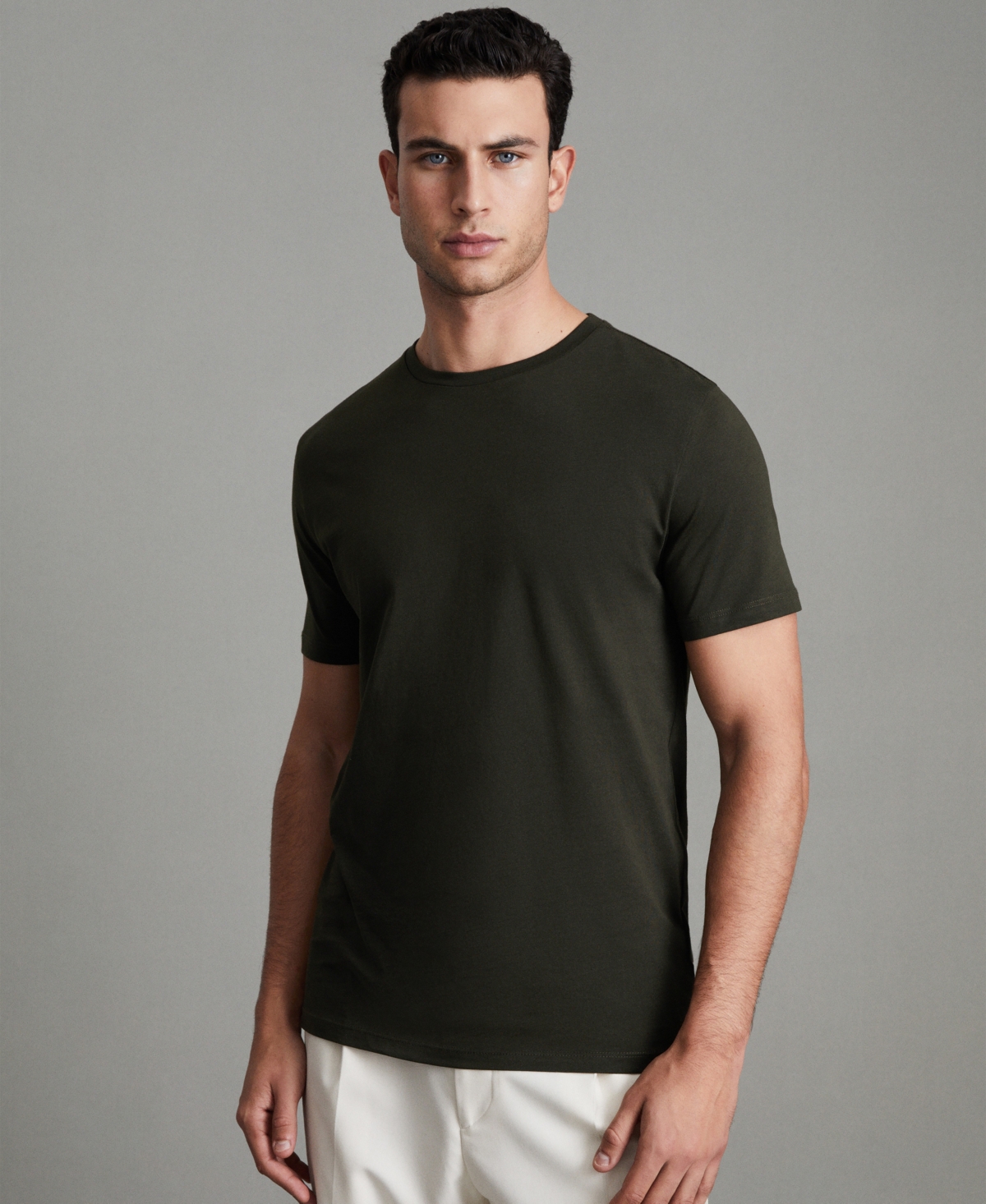 Click here for Reiss Mens Cotton Crew Neck T-Shirt - Oxidised Gre... prices