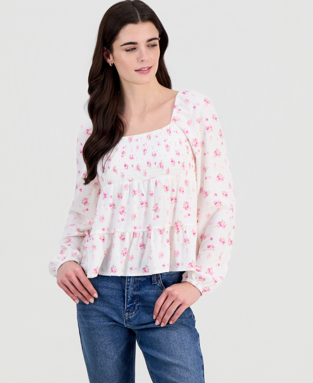 Click here for Madden Girl Juniors Floral Tiered Babydoll Top - I... prices